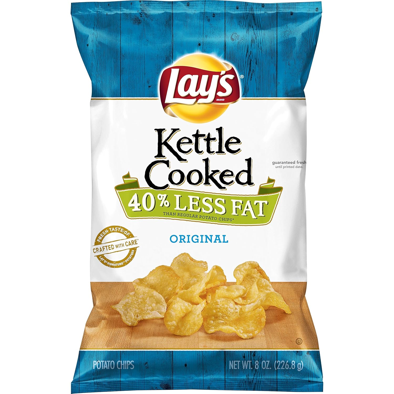 Amazon.com: Lay's Kettle Cooked 40% Less Fat Original Potato Chips, 8 Ounce