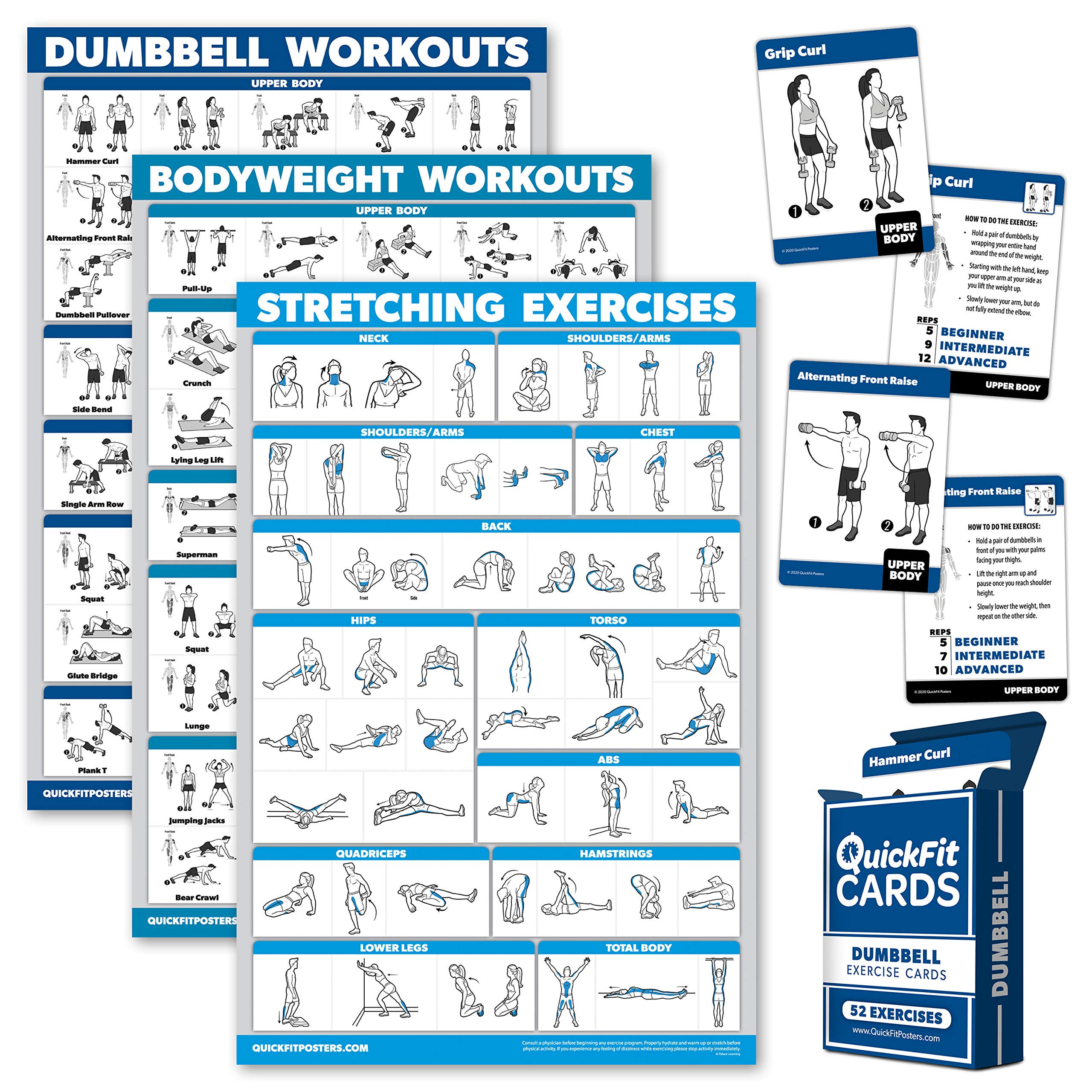 Buy 4 Pack: Dumbbell + Bodyweight + Stretching Workout Set + Dumbbell ...