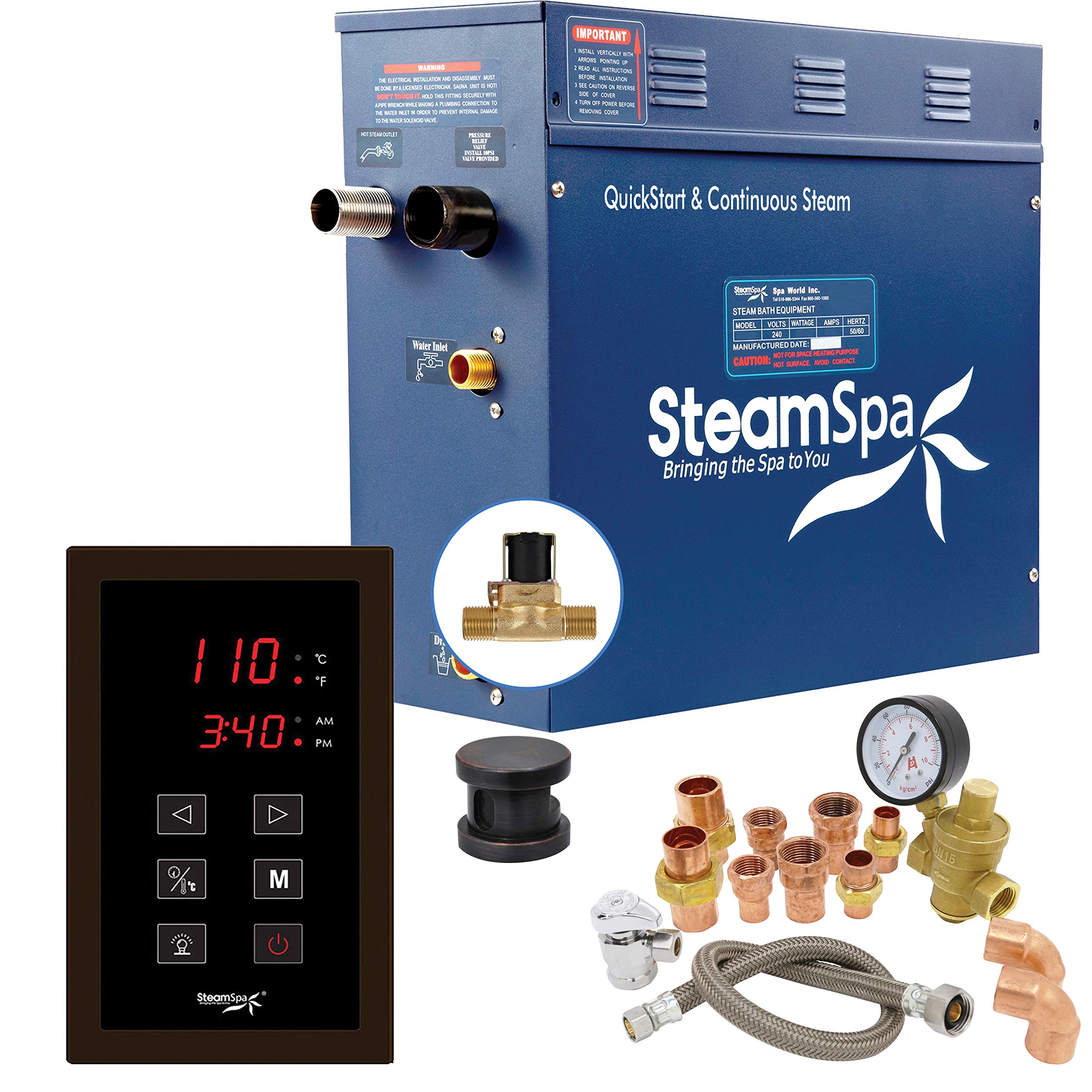 SteamSpa 9kW Steam Sauna Generator Premium Bundle 240V Steam Generator ...