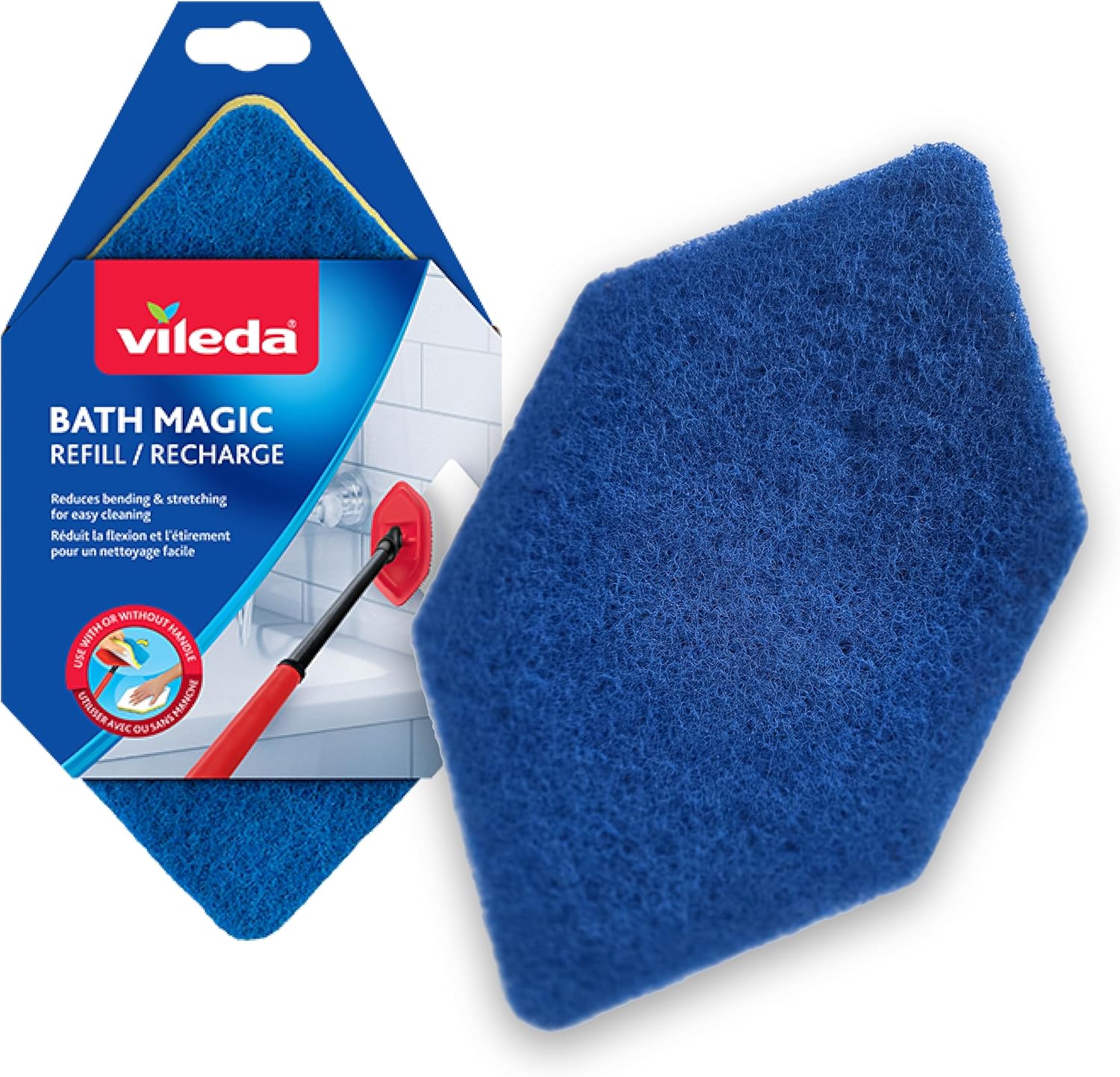 Vileda Bath Magic Bathroom and Tub Mop Refill | Multi Surface Sponge ...