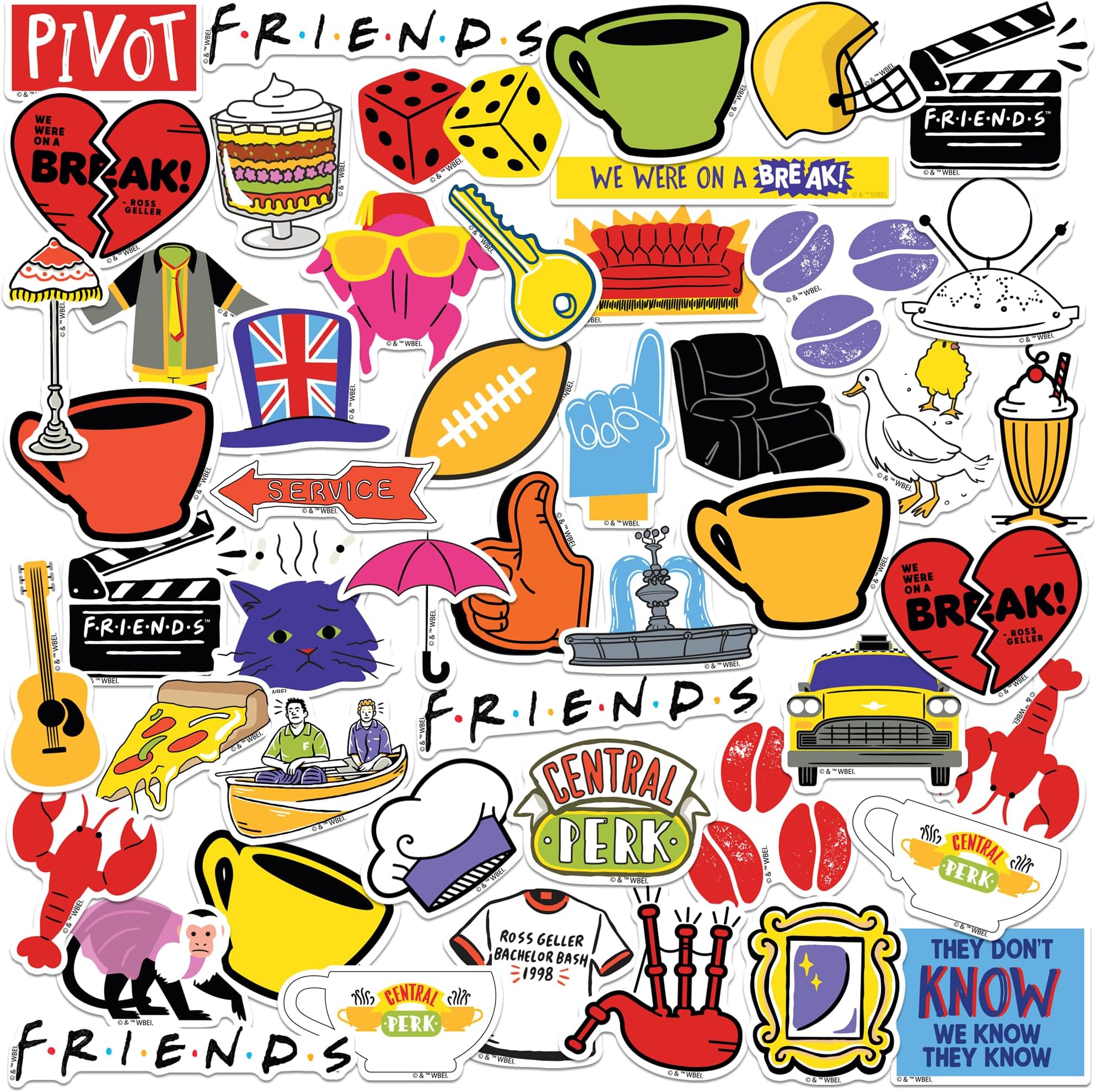 Amazon.com: Friends Iconic 50ct Vinyl Large Deluxe Stickers Variety ...