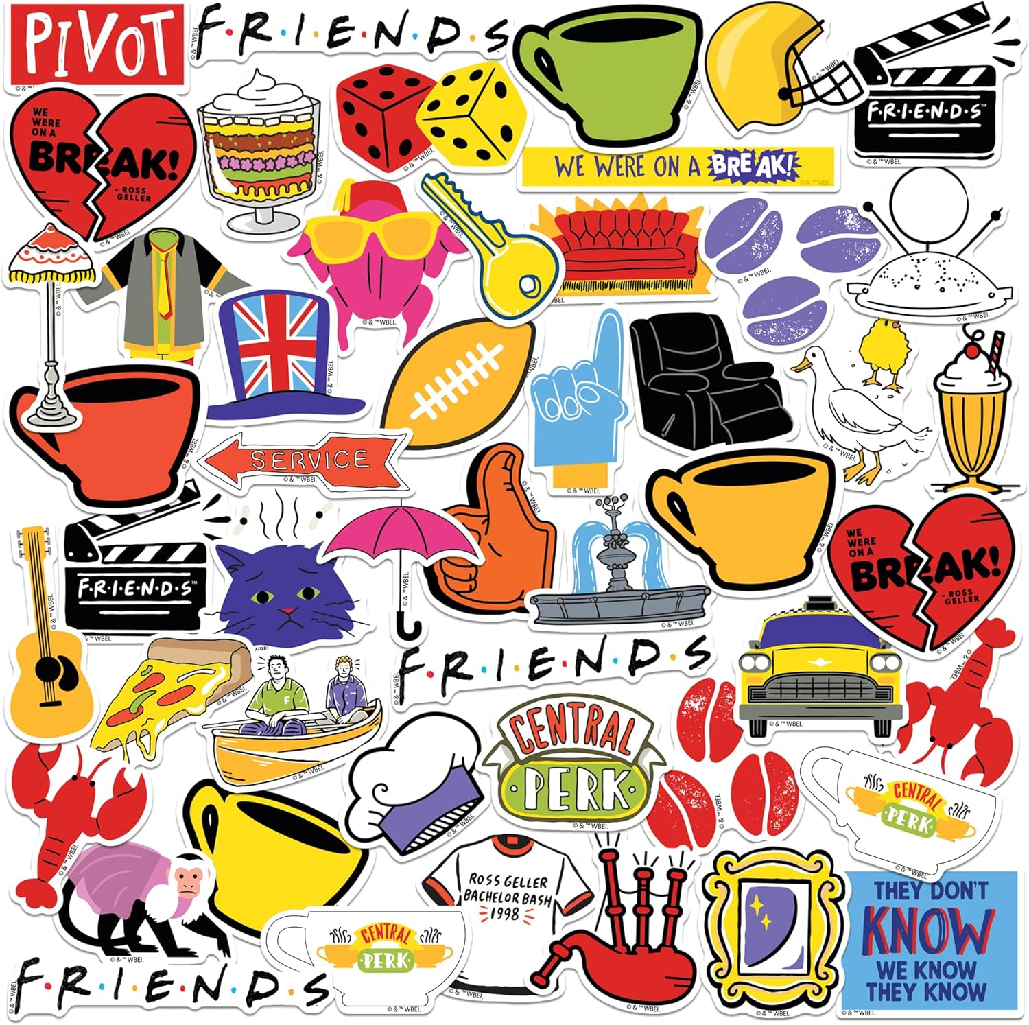 Amazon.com: Friends Iconic 50ct Vinyl Large Deluxe Stickers Variety ...