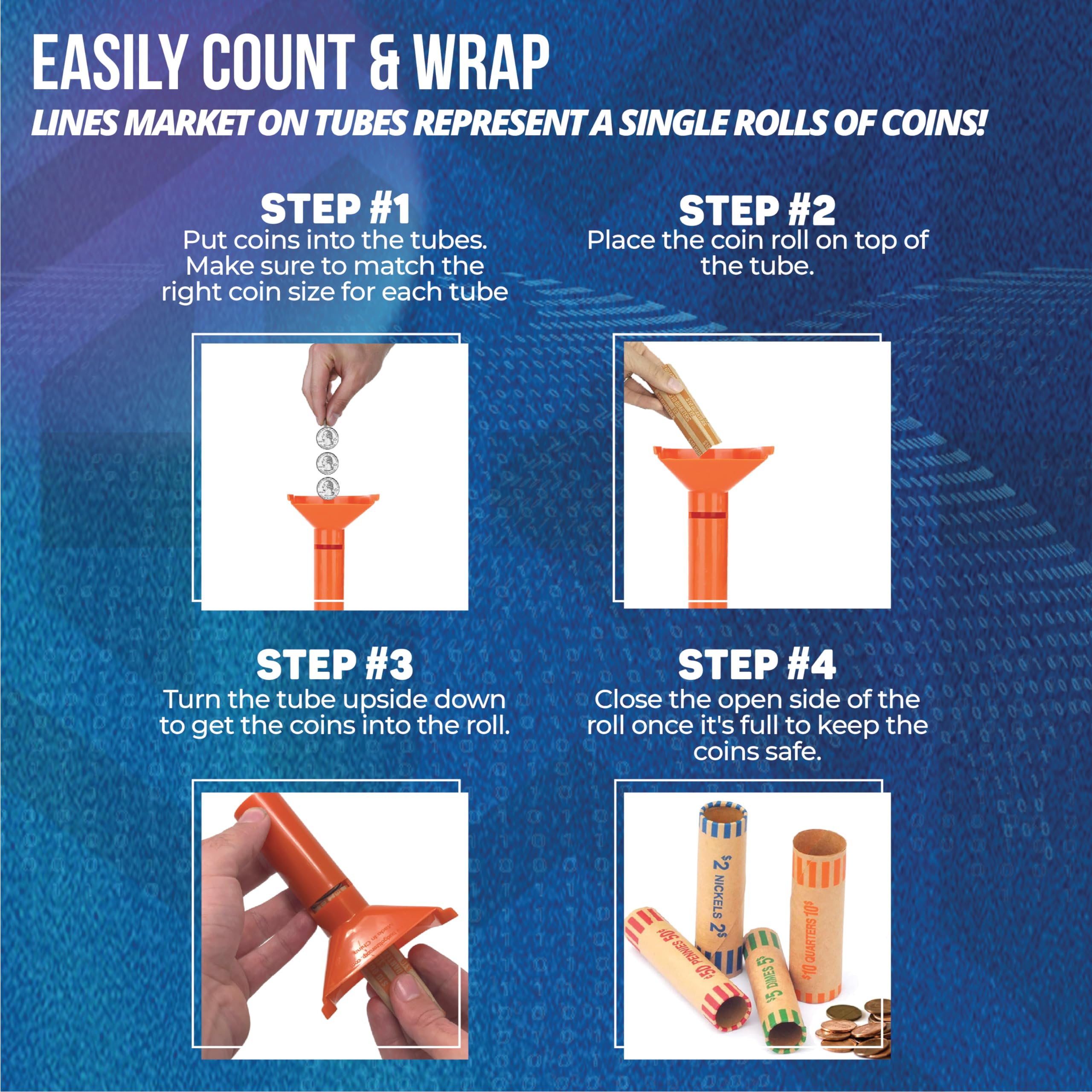 Snapklik.com : Coin Sorter Tubes And 28 Preformed Tubular Wrappers Set ...