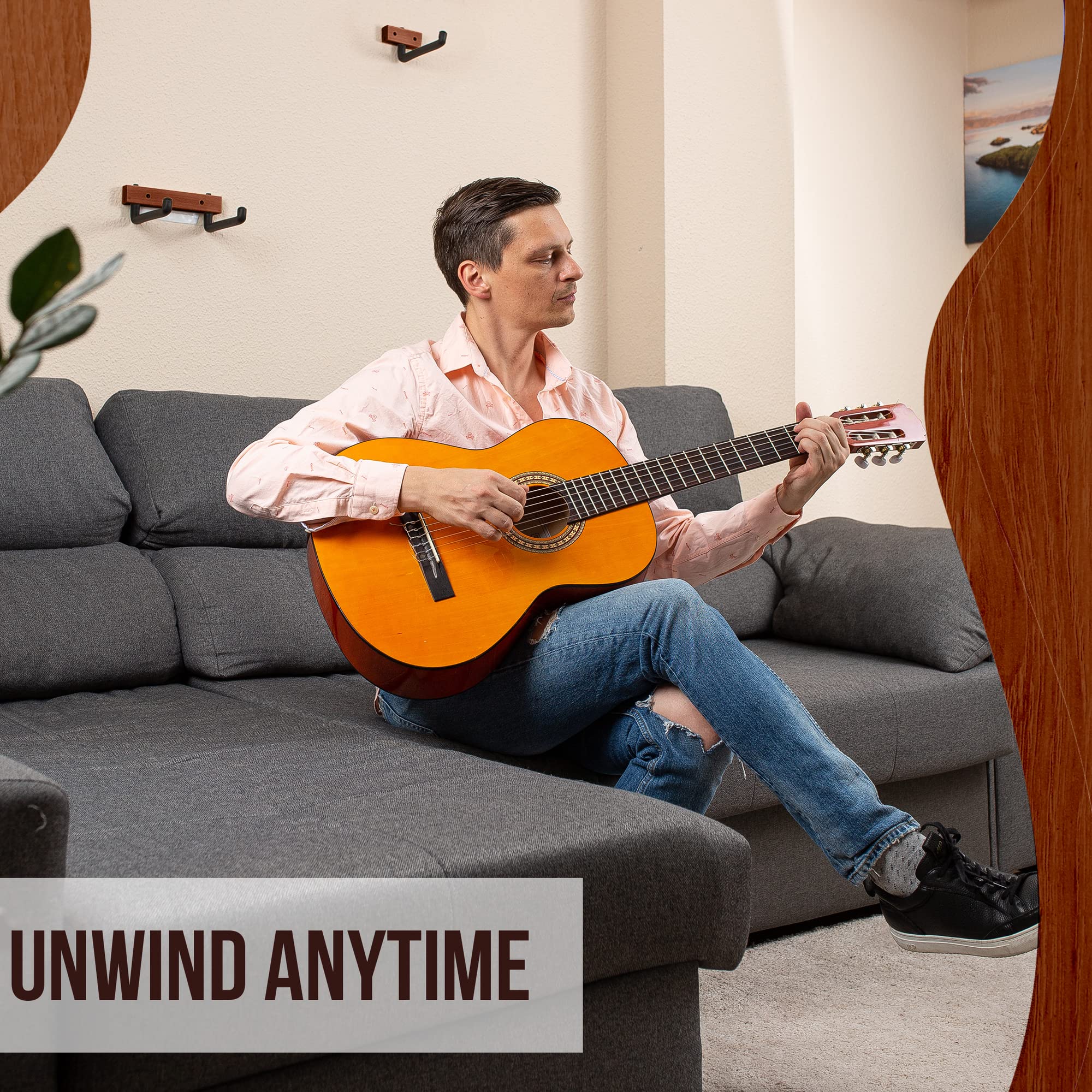 Snapklik.com : RawRock Horizontal Guitar Hanger 2 Pack - Angle Tilt ...
