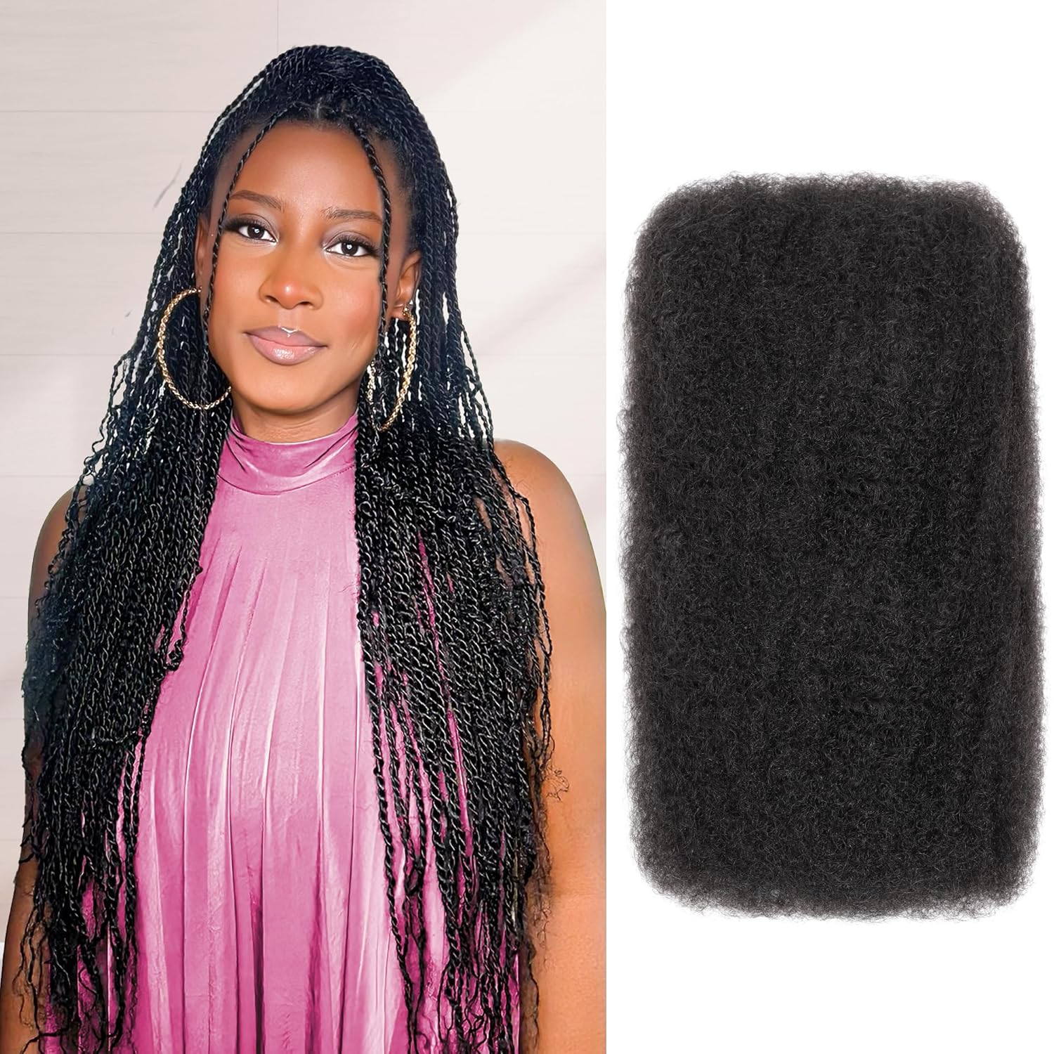 Amazon.com : Afro Kinkys Bulk Human Hair, 20 Inch 50G/Pack Soft 4C Afro ...