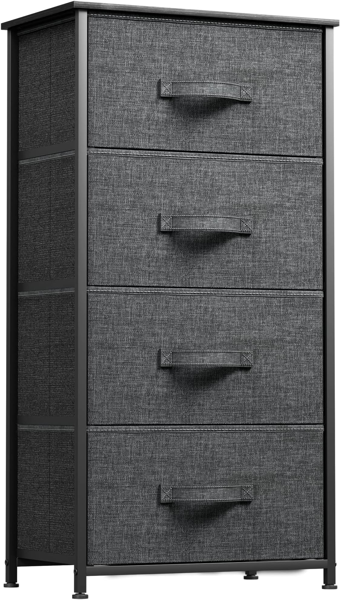 HOMELOX 3 Drawer Canvas Unit Elegant Storage Fabric Drawers with Wood ...