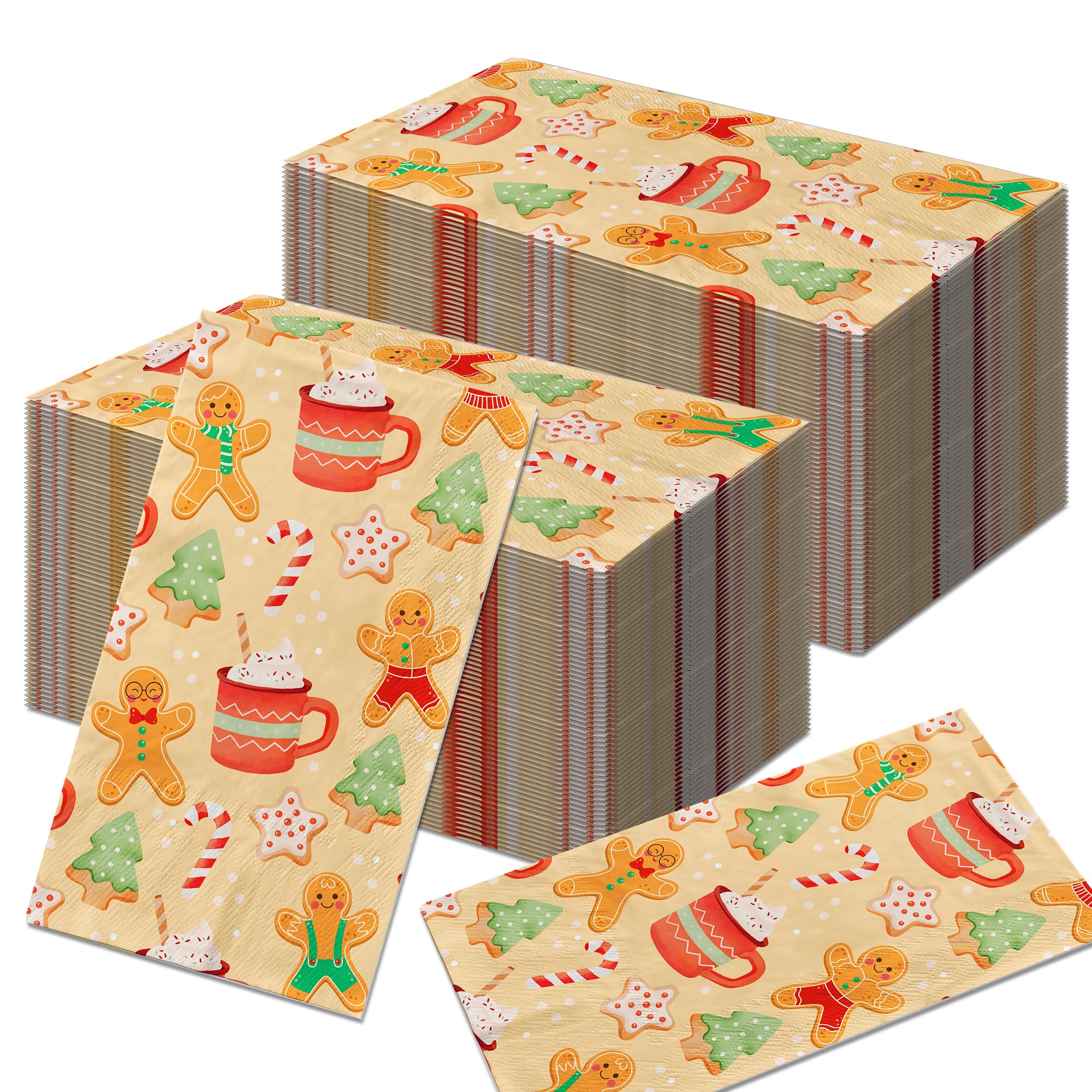 Amazon.com: 120Pcs Christmas Napkins Gingerbread Man Napkins Disposable ...