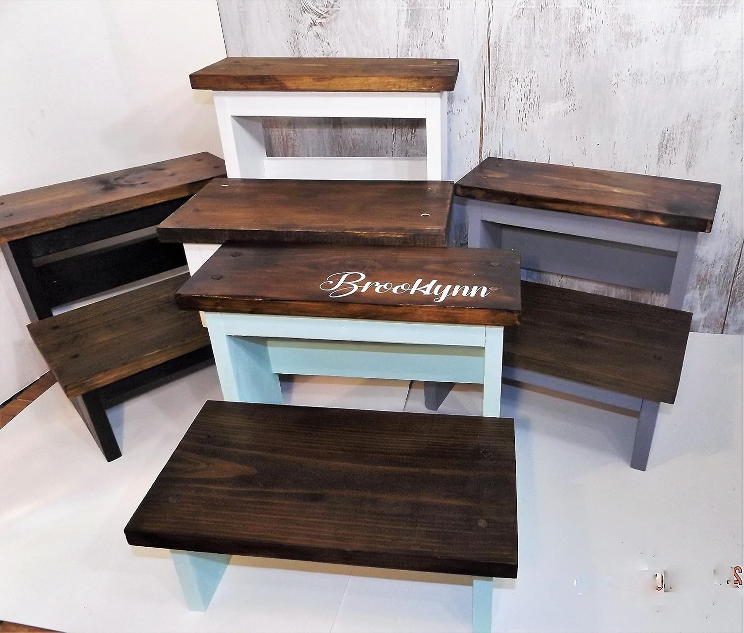 Amazon.com: Childs wooden step stool, handmade with real wood, put name ...