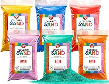 Amazon.com: Hygloss Colored Sand for Crafts - 6 Assorted Colors Bags ...