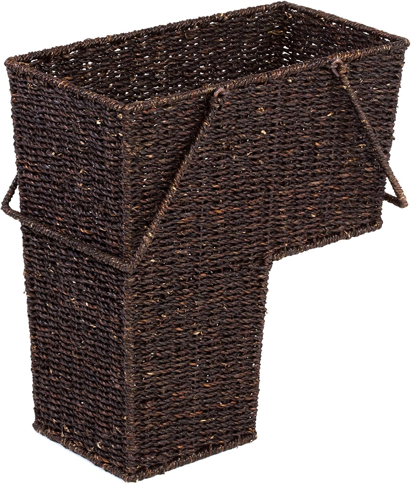 Amazon.com: Villacera 14-Inch Wicker Stair Case Basket with Handles ...