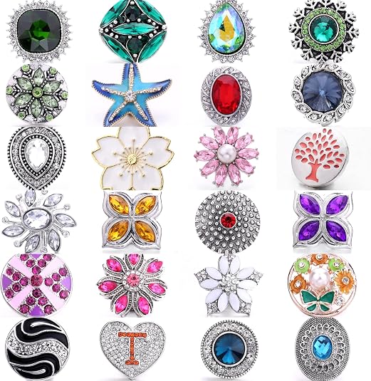 Amazon.com: LKLDM 24PCS Mixed Style Rhinestones Snaps Jewelry Charms ...