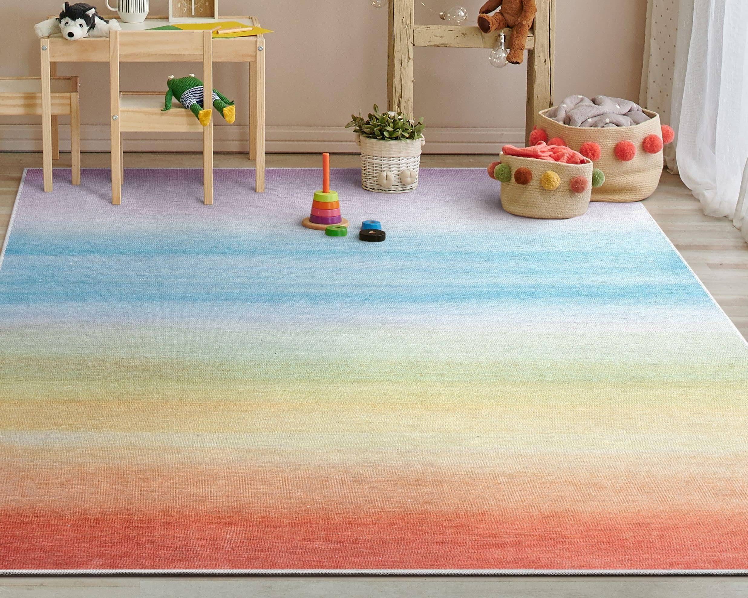 Amazon.com: Ansouyi Colorful Non-Slip 5x7ft Area Rugs, Washable Rug ...