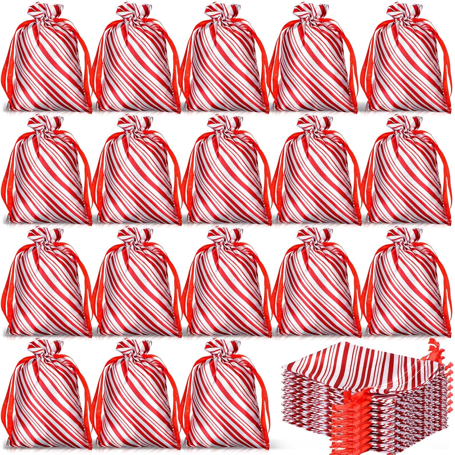 Amazon.com: Windyun 100 Pcs Christmas Satin Gift Bags with Drawstring ...