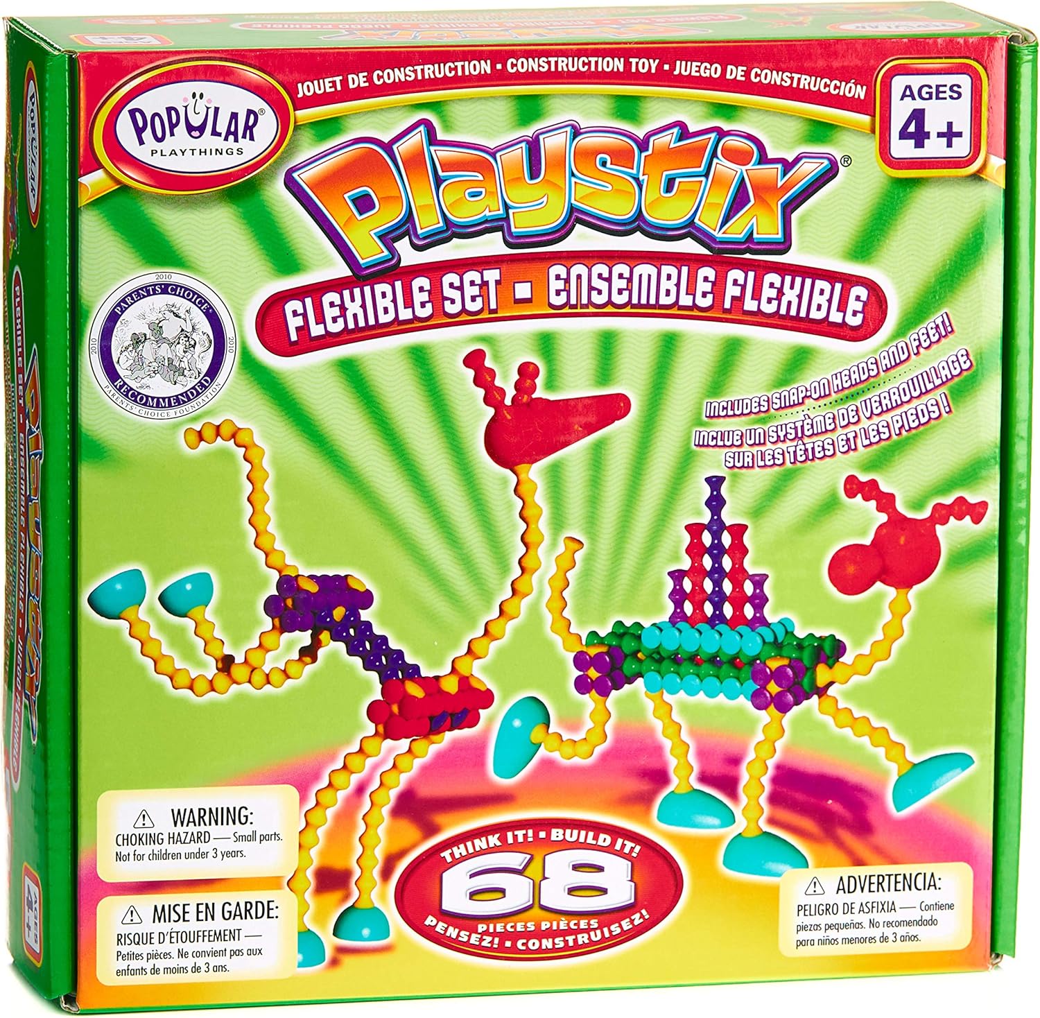 Amazon.com: Playstix Flexible Set Construction Toy Building Blocks 68 ...