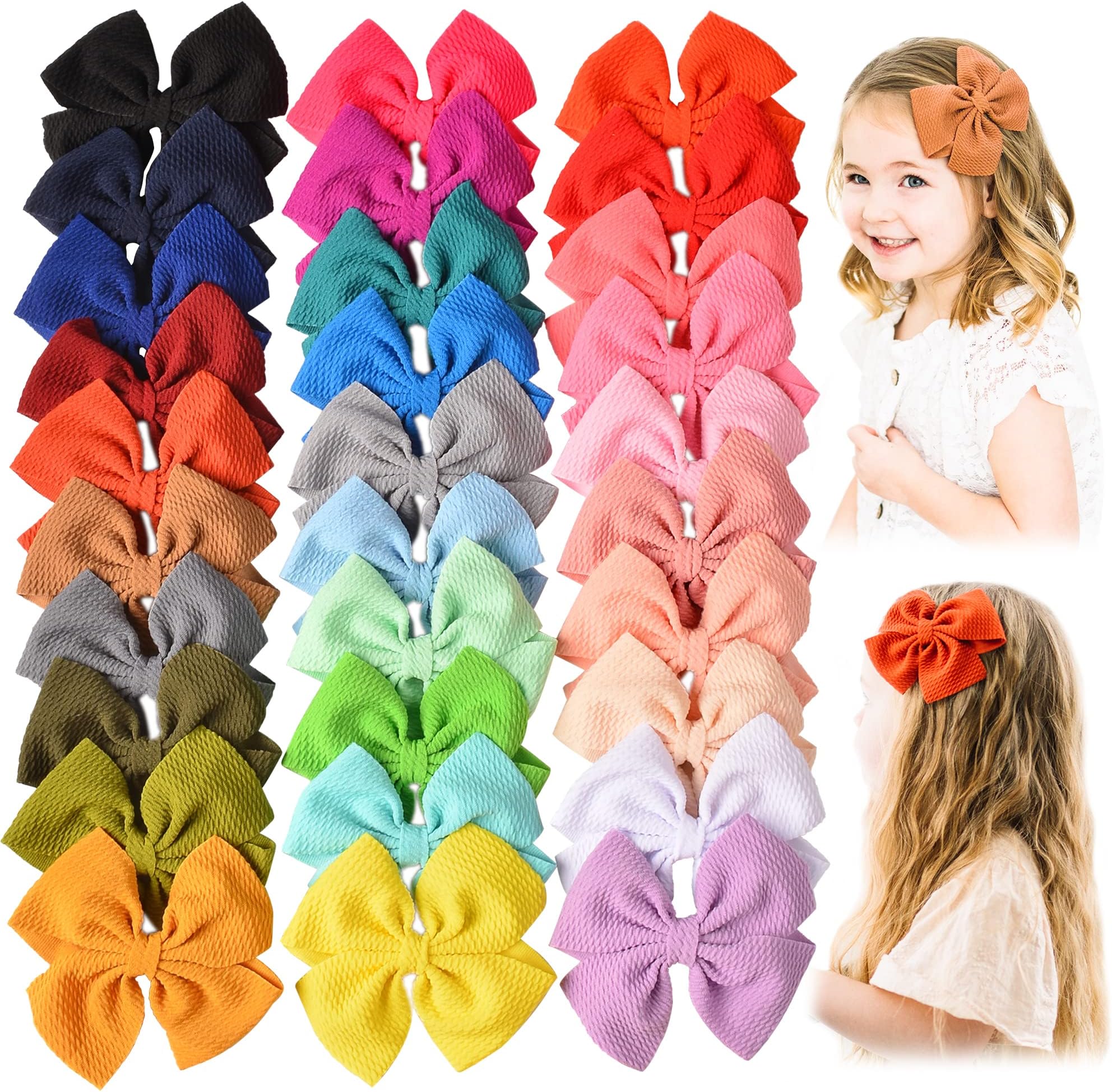 Amazon.com: Baily Original Linen Bow Hair Clips Baby Girls Women Large ...