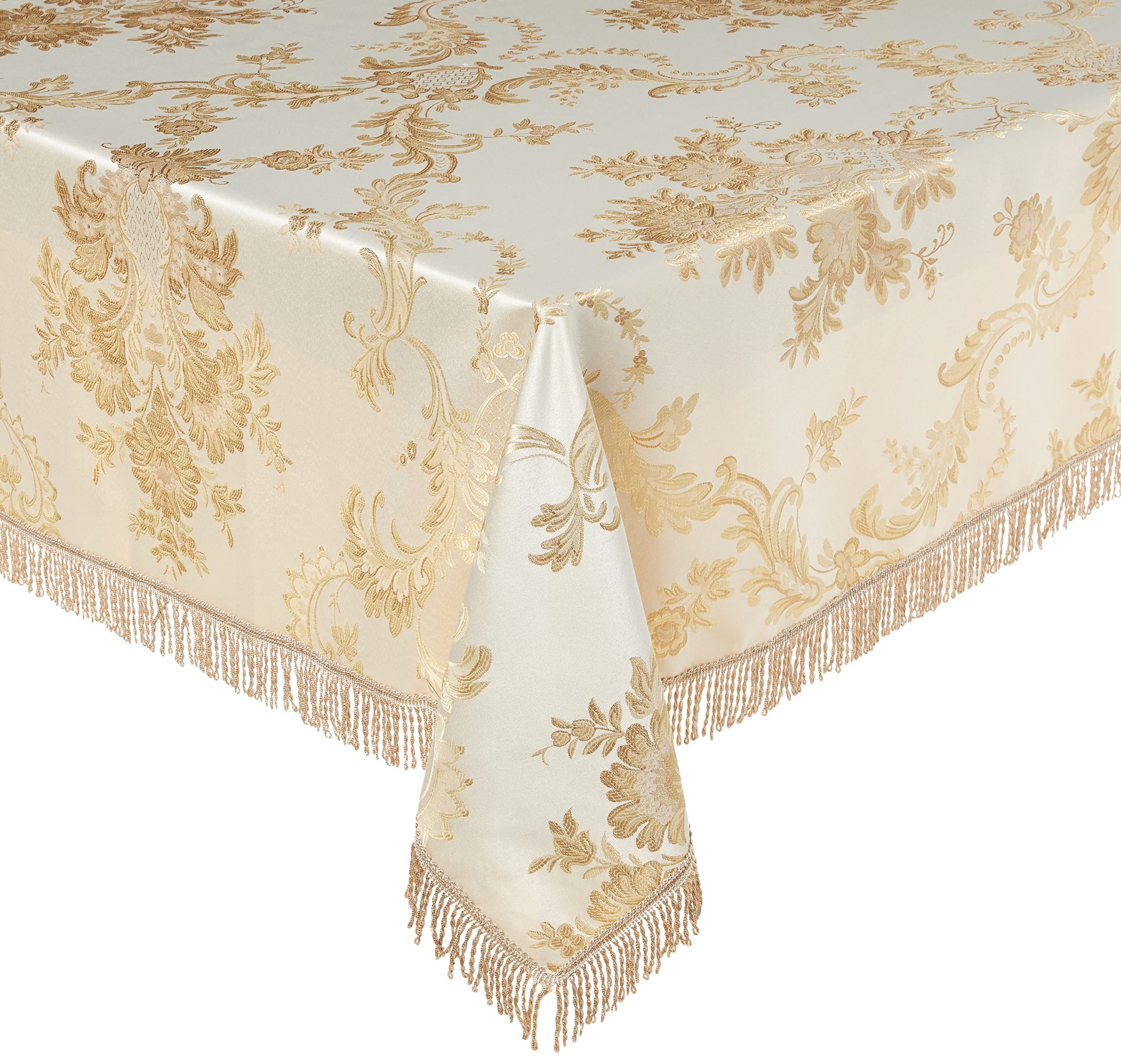 Amazon.com: Violet Linen Majestic Damask Design Tablecloth - Beige 60 ...