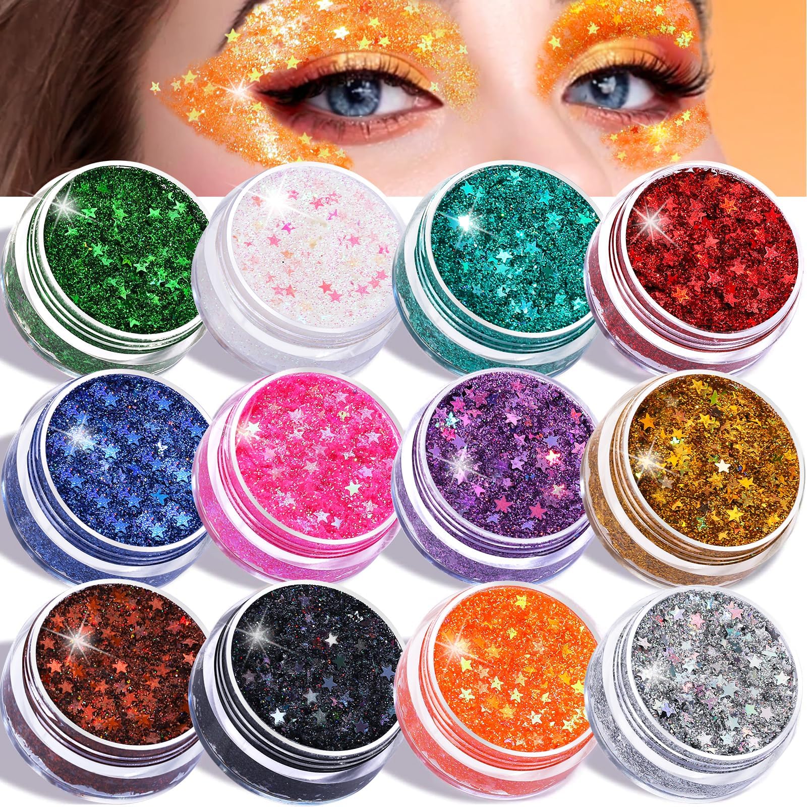Amazon.com : Unime Body Glitter 16 Colors Chunky Glitter for Body Face ...