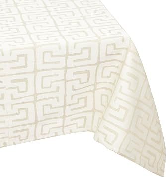Amazon.com: Mahogany "Greek Key Ivory Jacquard-Weave Tablecloth, 60 ...