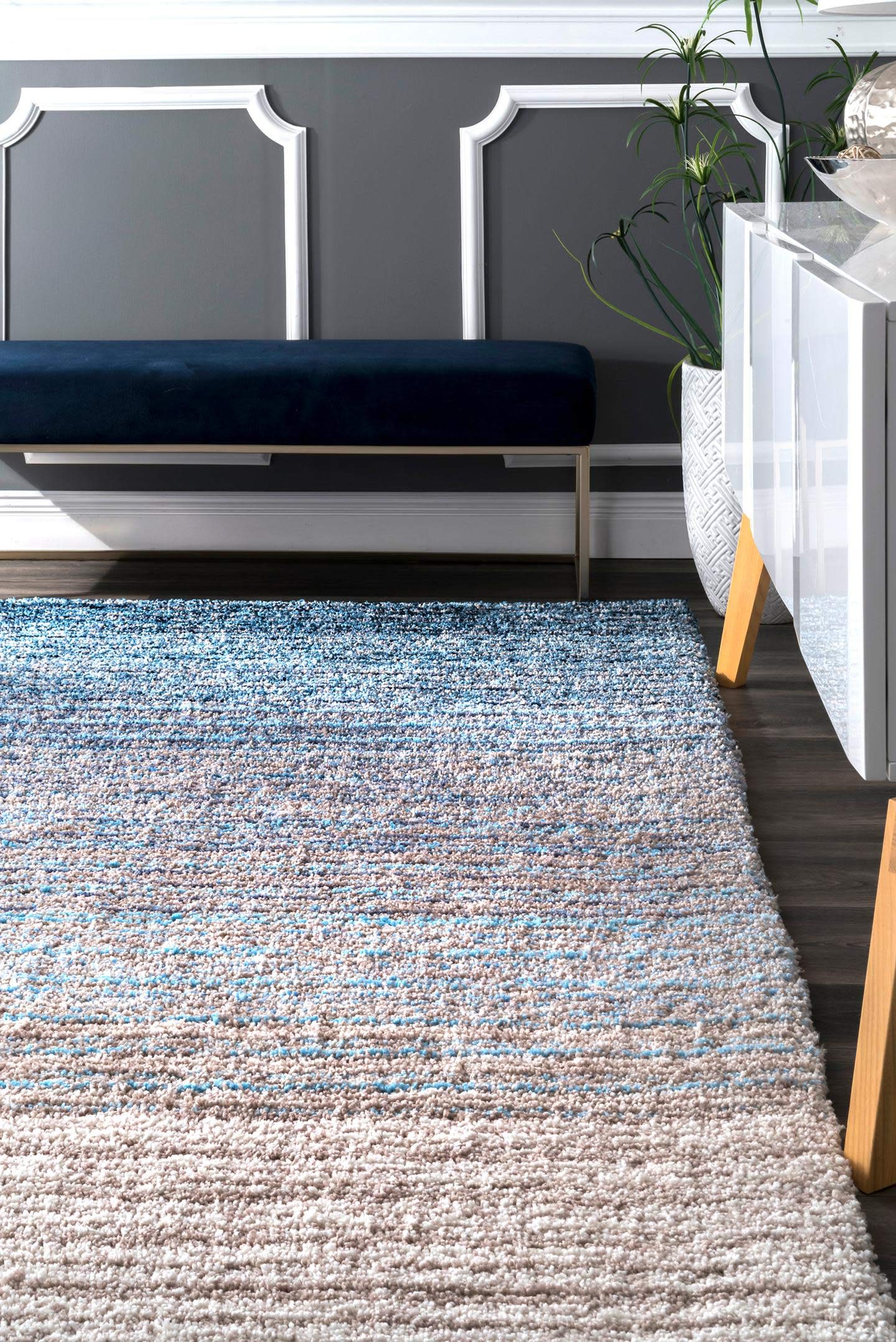Snapklik.com : Drey Striped Shag Area Rug - 2x8 Runner Shag Rug Casual ...