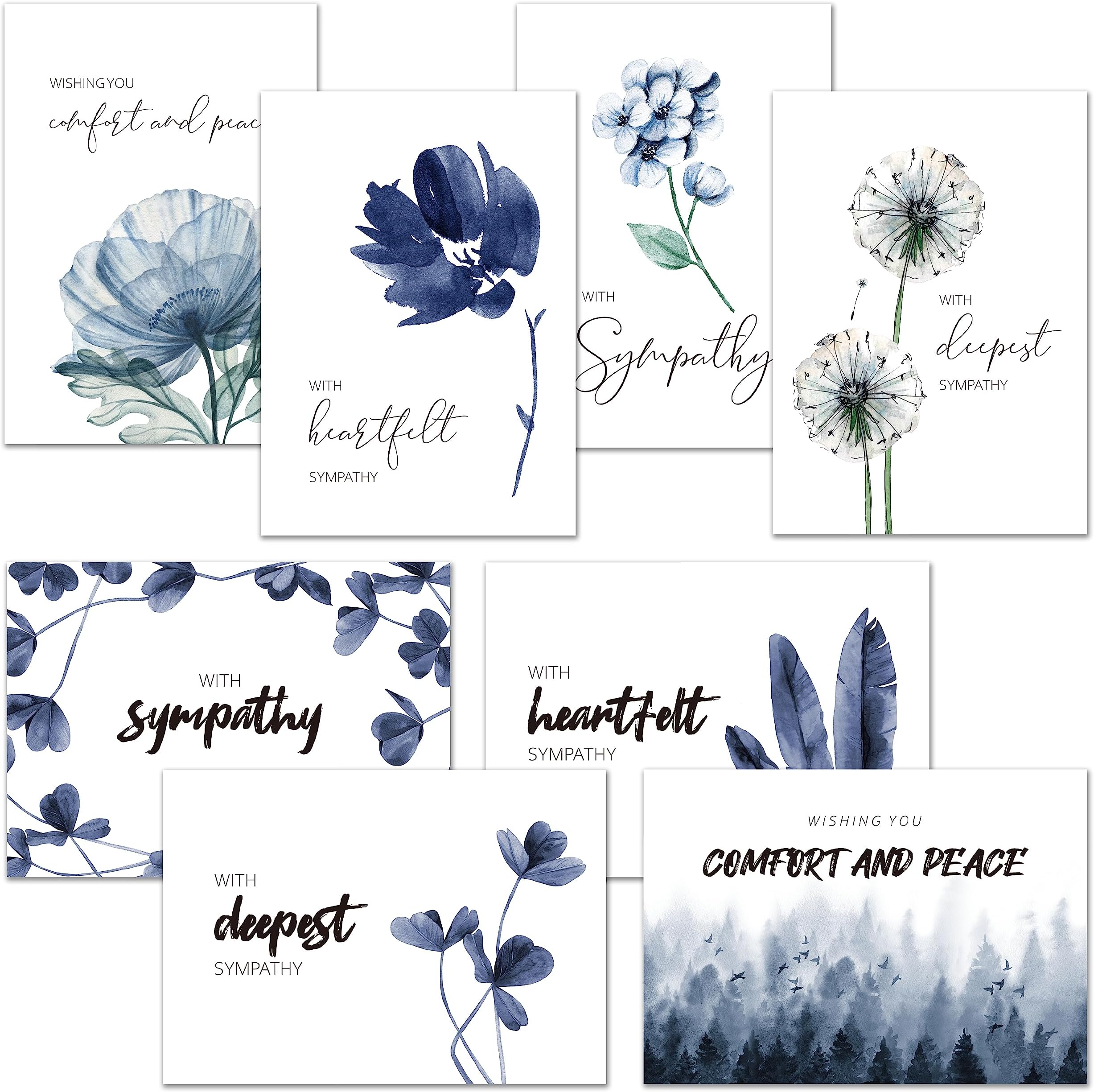 BIROYAL Beautiful Sympathy Cards Set of 8 - Perfect Mix of Expression ...