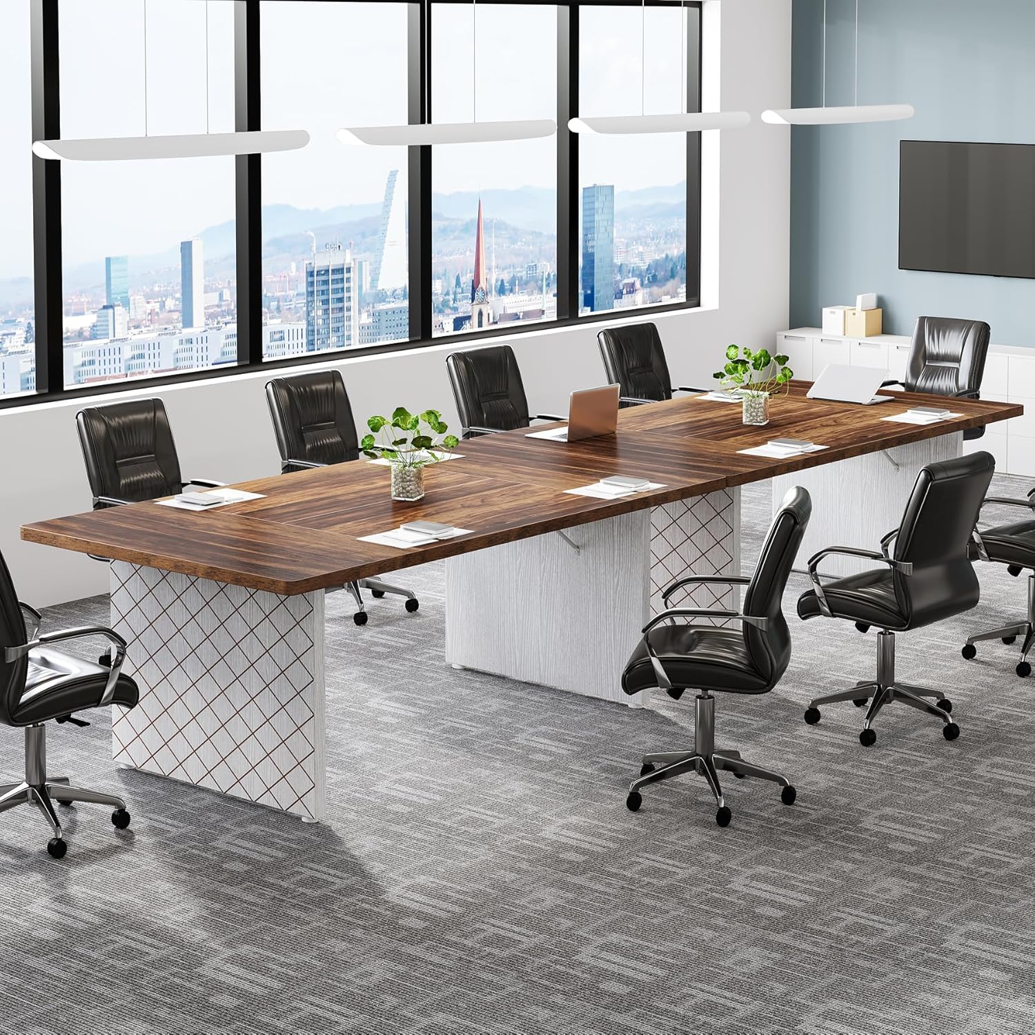 Amazon.com: Tribesigns 12 ft Conference Table, 141.7-Inch Rectangular ...