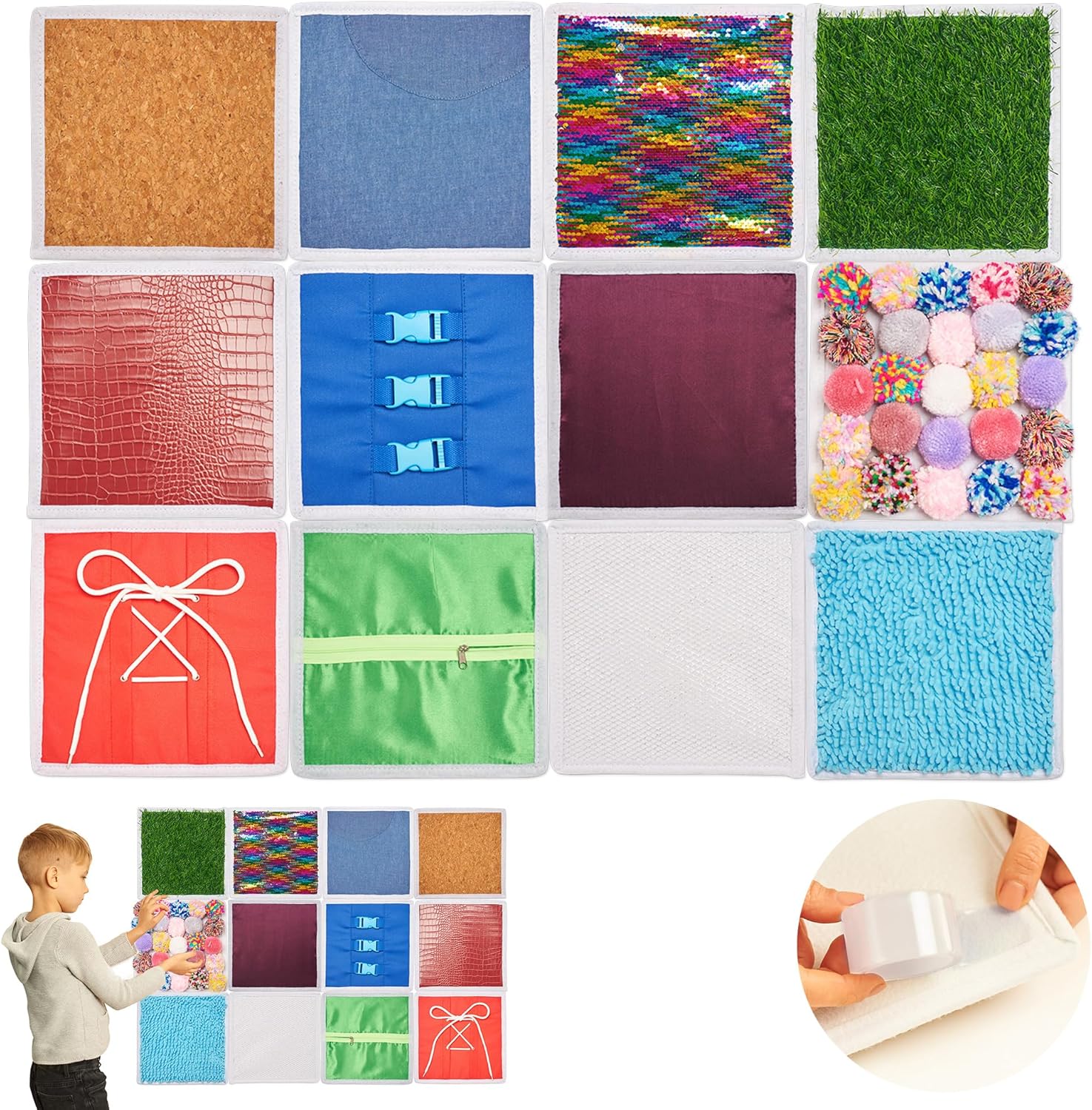 Amazon.com: Sensory Wall Panel for Kids | 12 Pcs Sensory Squares ...