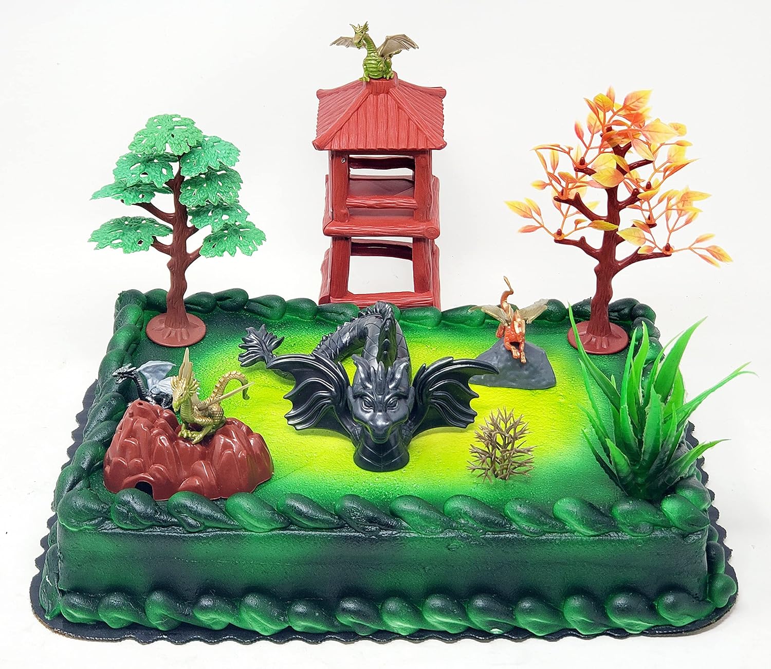 Amazon.com: Dragon Themed Cake Topper Set Featuring Dragon Figures and ...