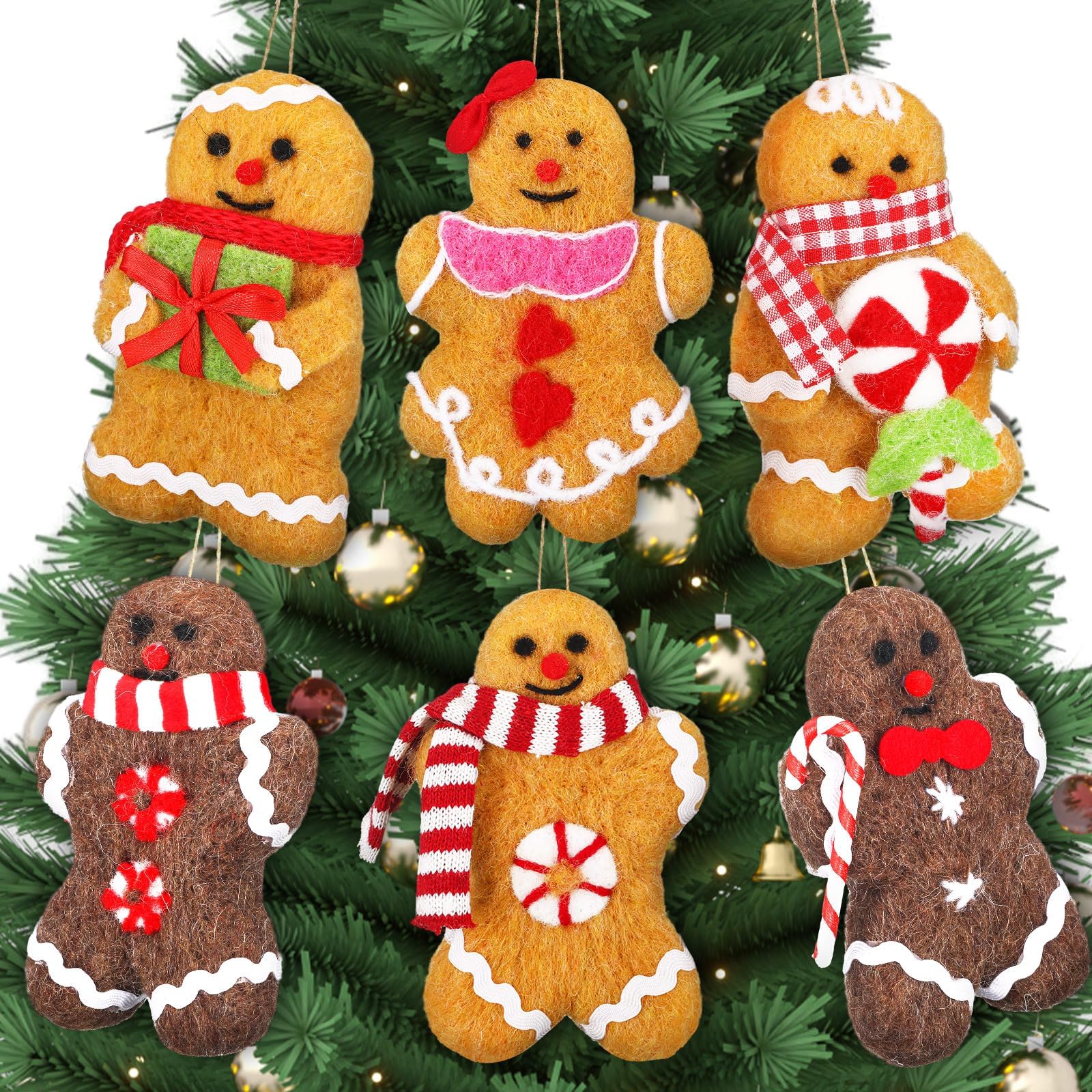 Amazon.com: Kurt Adler 5.5 Inch Fabric Gingerbread Man Ornaments, Set ...