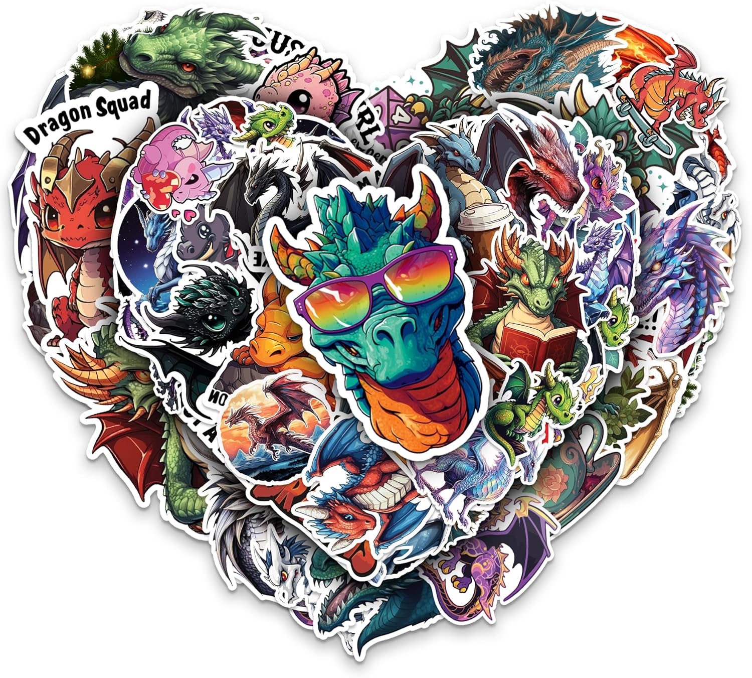 Amazon.com: MONIZY Dragon Stickers 50 Pieces Vinyl Waterproof Decal for ...