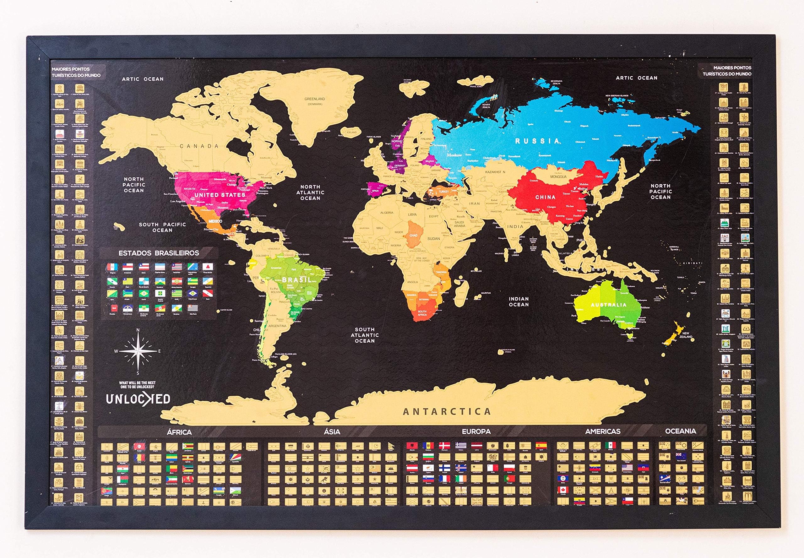 Mapa Mundi De Raspar - Raspadinha - Scratch Map | Amazon.com.br