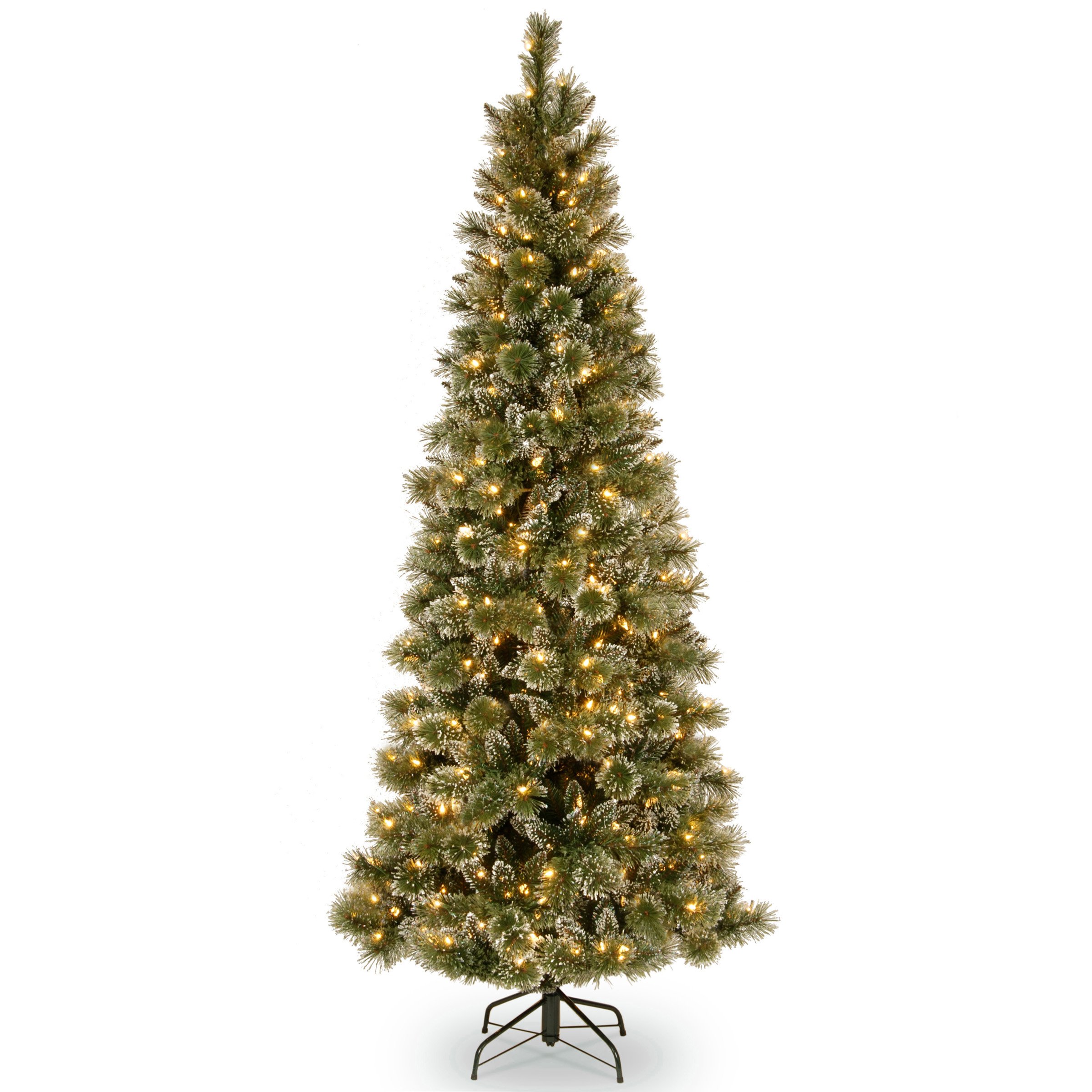 Amazon.com: National Tree 6.5 Foot Glittery Bristle Slim Pine Tree ...