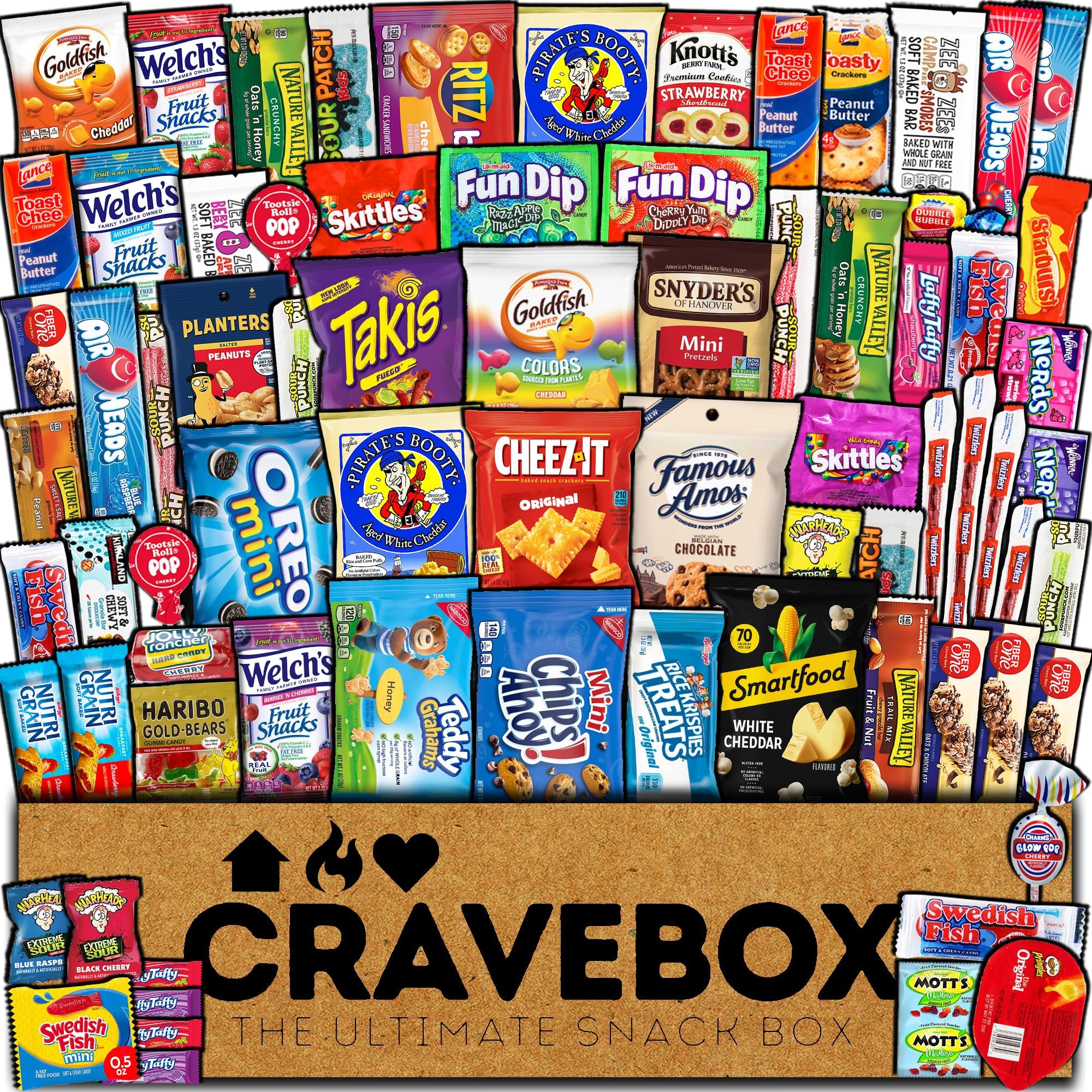 Amazon.com: CRAVEBOX Snack Box 60 count Variety Final Exams, Care ...
