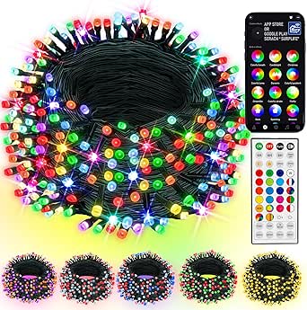 Dazzle Bright Smart Christmas String Lights, 98FT 300 LED RGB Color ...