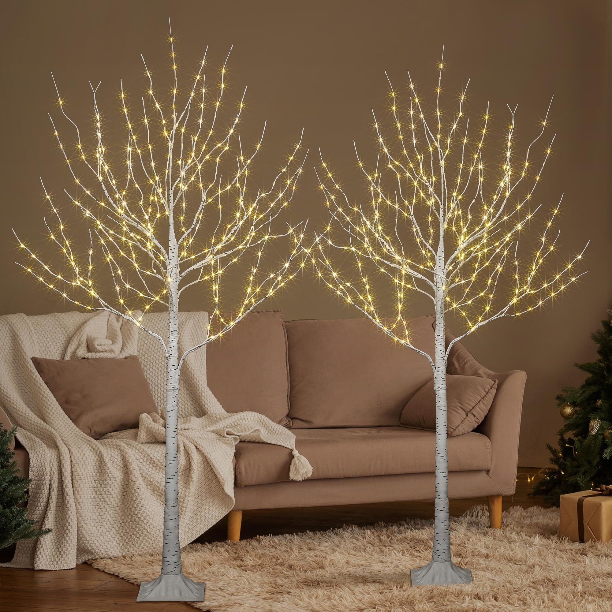 Amazon.com: Fudios Lighted Birch Tree 4ft 200 LED Fairy Lights ...