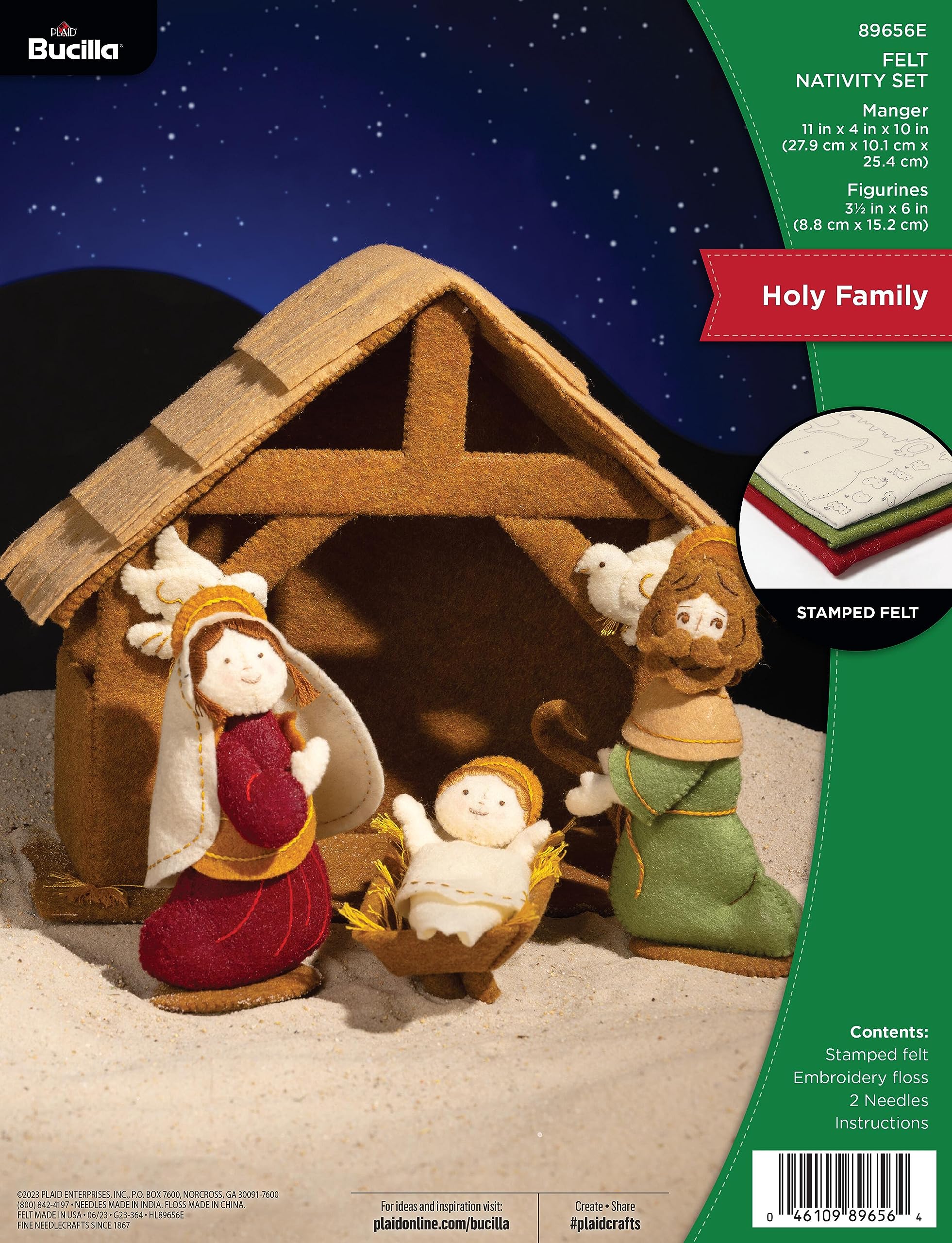 Amazon.com: Bucilla, Holy Family, Felt Applique 5 Piece Nativity Scene ...