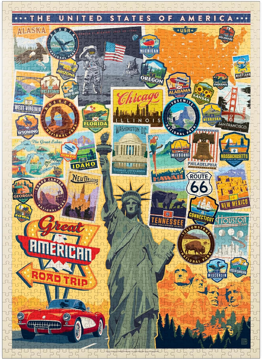 Amazon.com: MyPuzzle American Travel: USA Collage, Vintage Poster ...