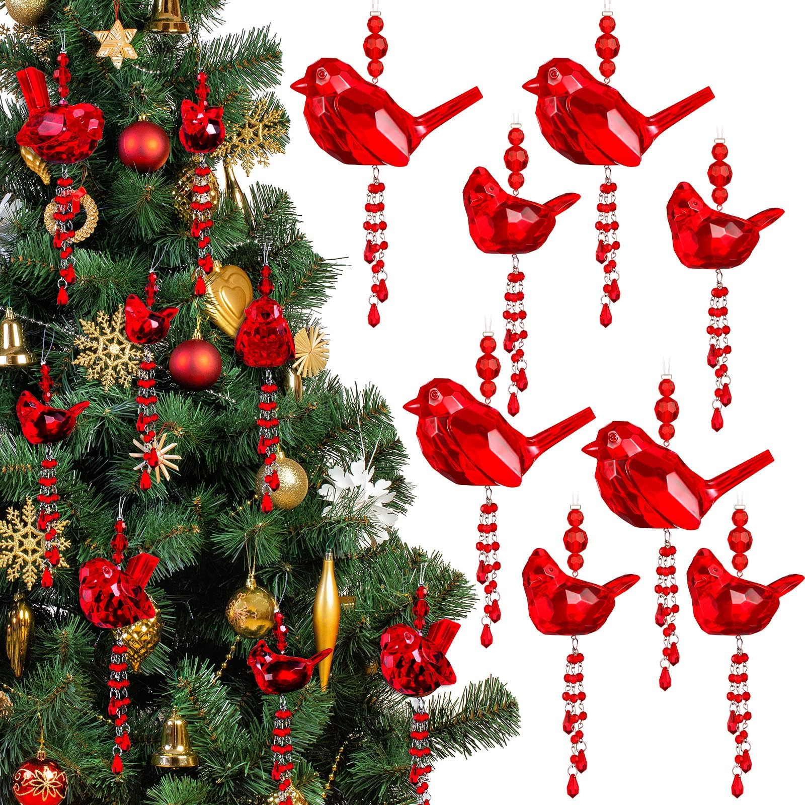 Amazon.com: Bucherry 24 Pcs Red Cardinal Christmas Ornaments Red ...