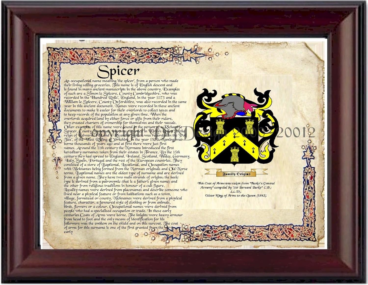 Amazon.com: Spicer Coat of Arms/ Family Crest on Fine Paper and Family ...