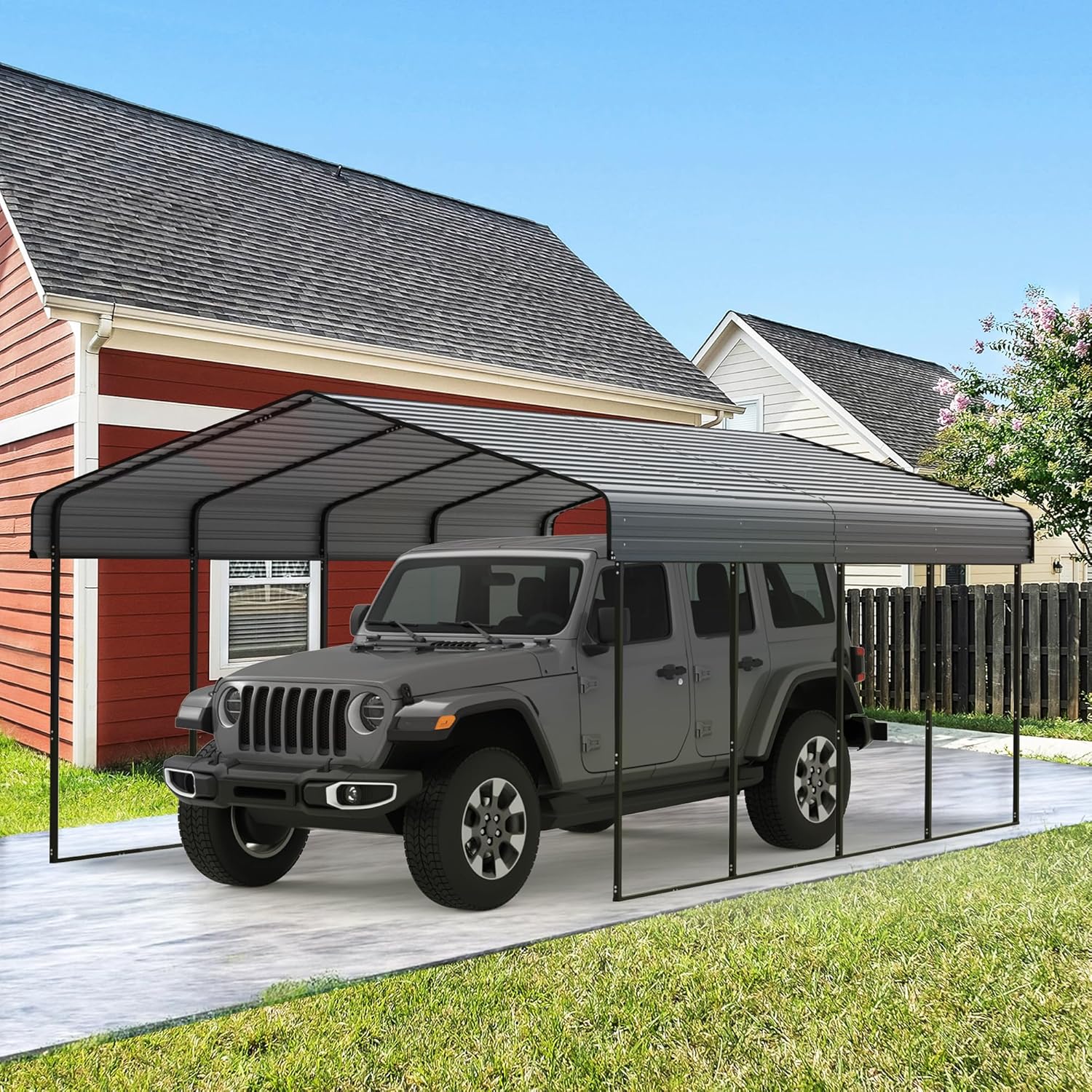 Amazon.com: ANYAGREE 12'x 20' Metal Carport, Heavy Duty Outdoor Carport Canopy Garage Car ...