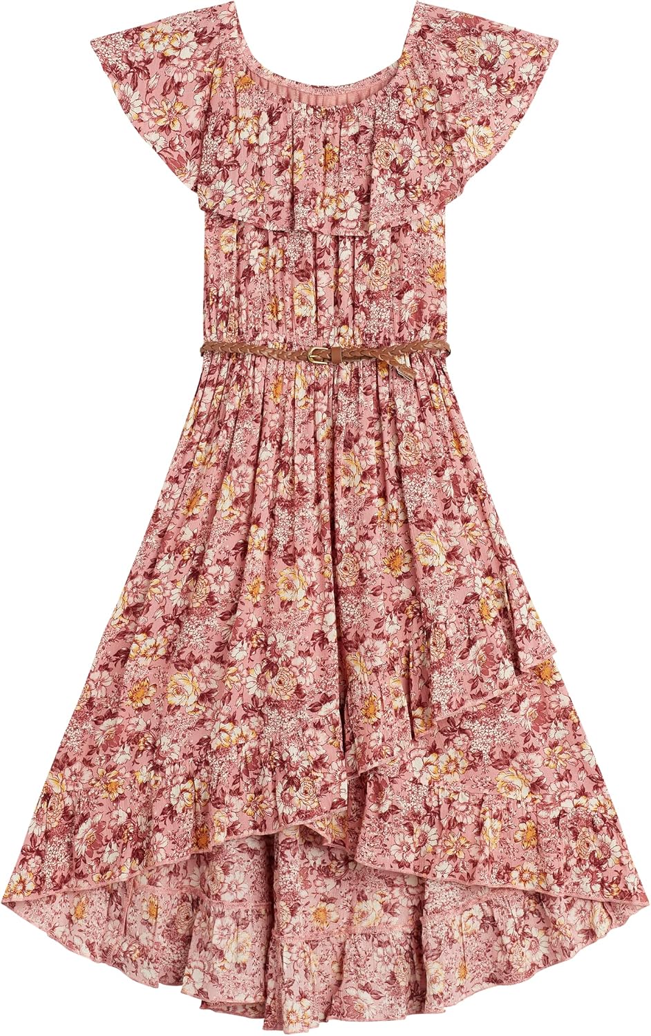 Amazon.com: Beautees Girl's Sleeveless High Low Wrap Maxi Dress, Blush ...