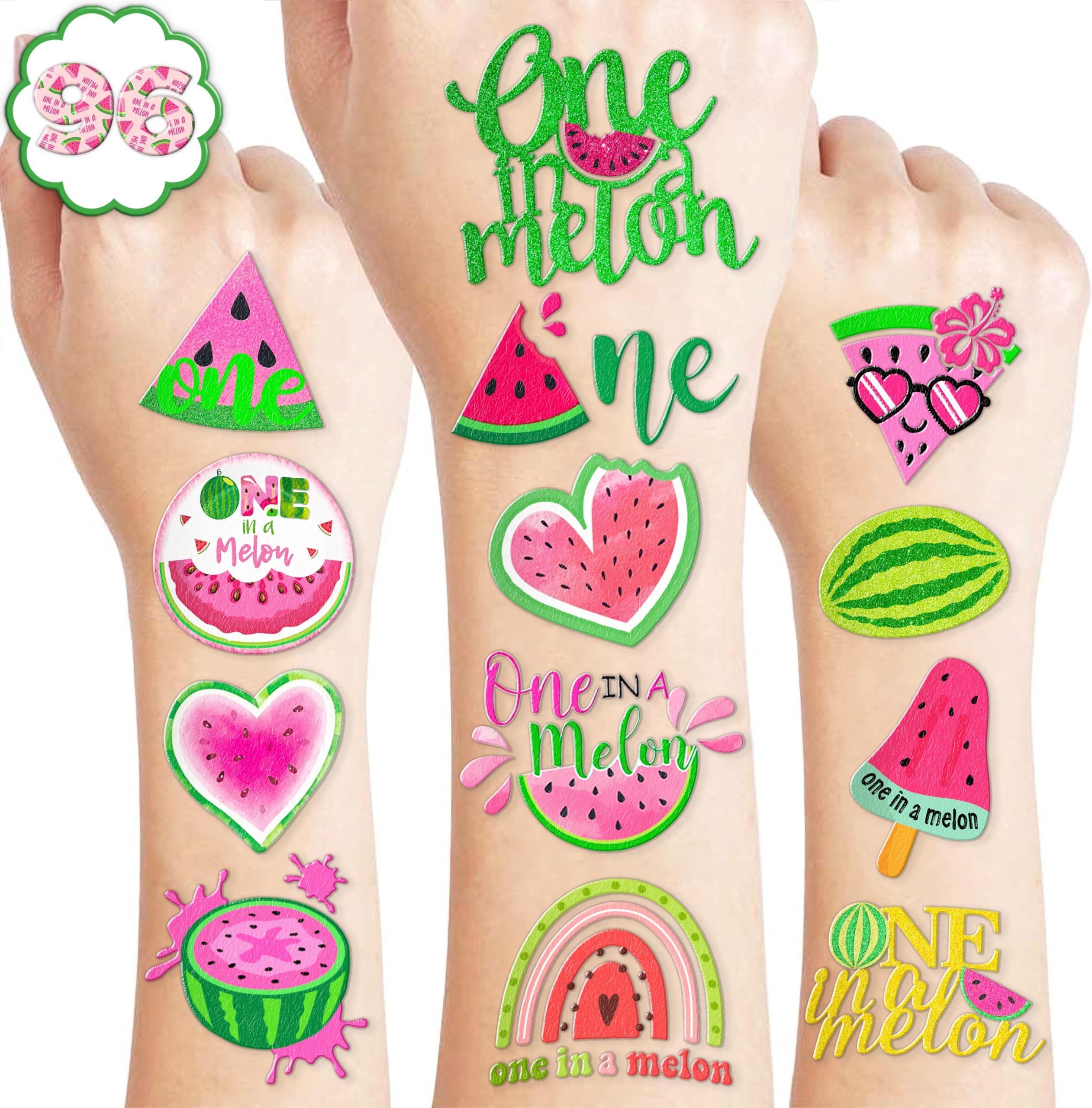 Amazon.com : Melon Pre-Cut Temporary Tattoos 8 Sheets 96PCS Watermelon ...