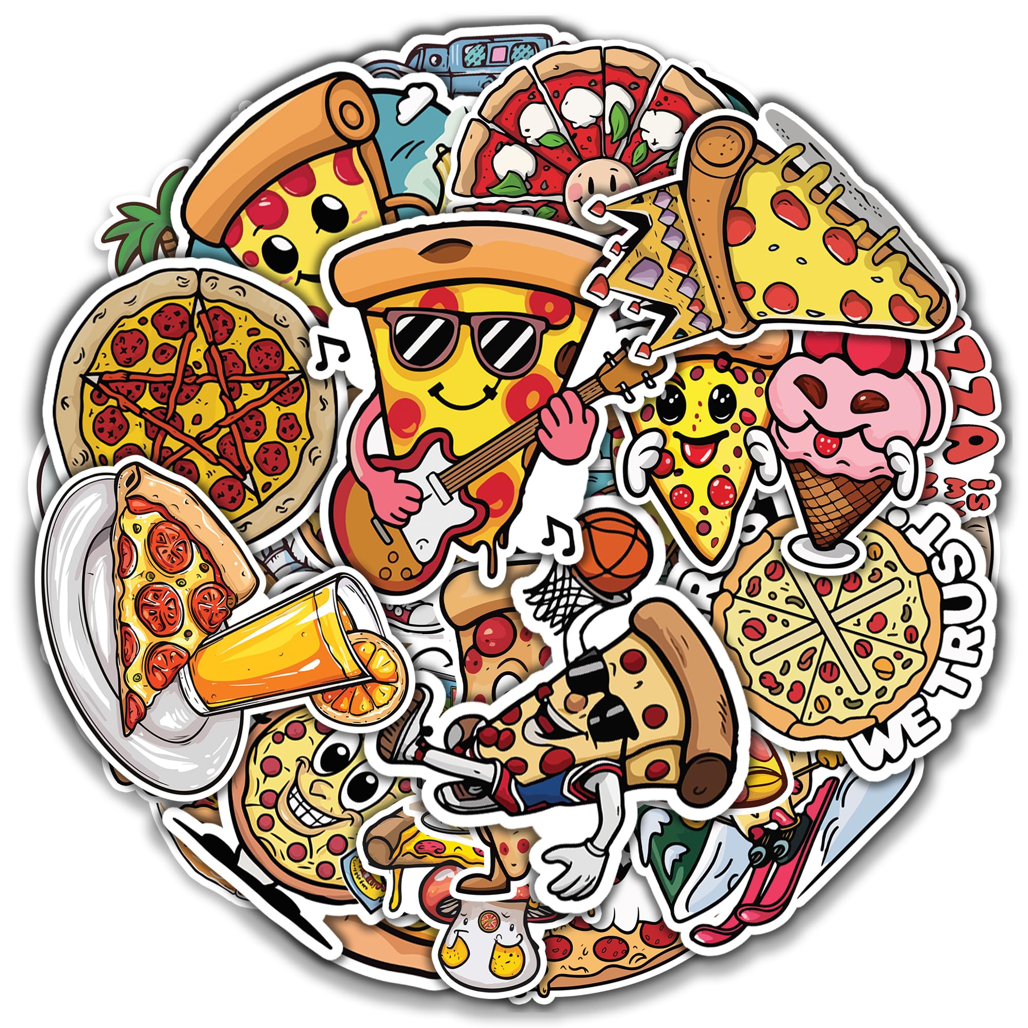 Amazon.com: MONIZY Pizza Stickers 50 Pieces Food Vinyl Waterproof Decal ...