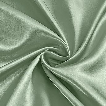 Amazon.com: Ersmak Sage Green Satin Fabric by The Yard, 60" Wide Shiny ...