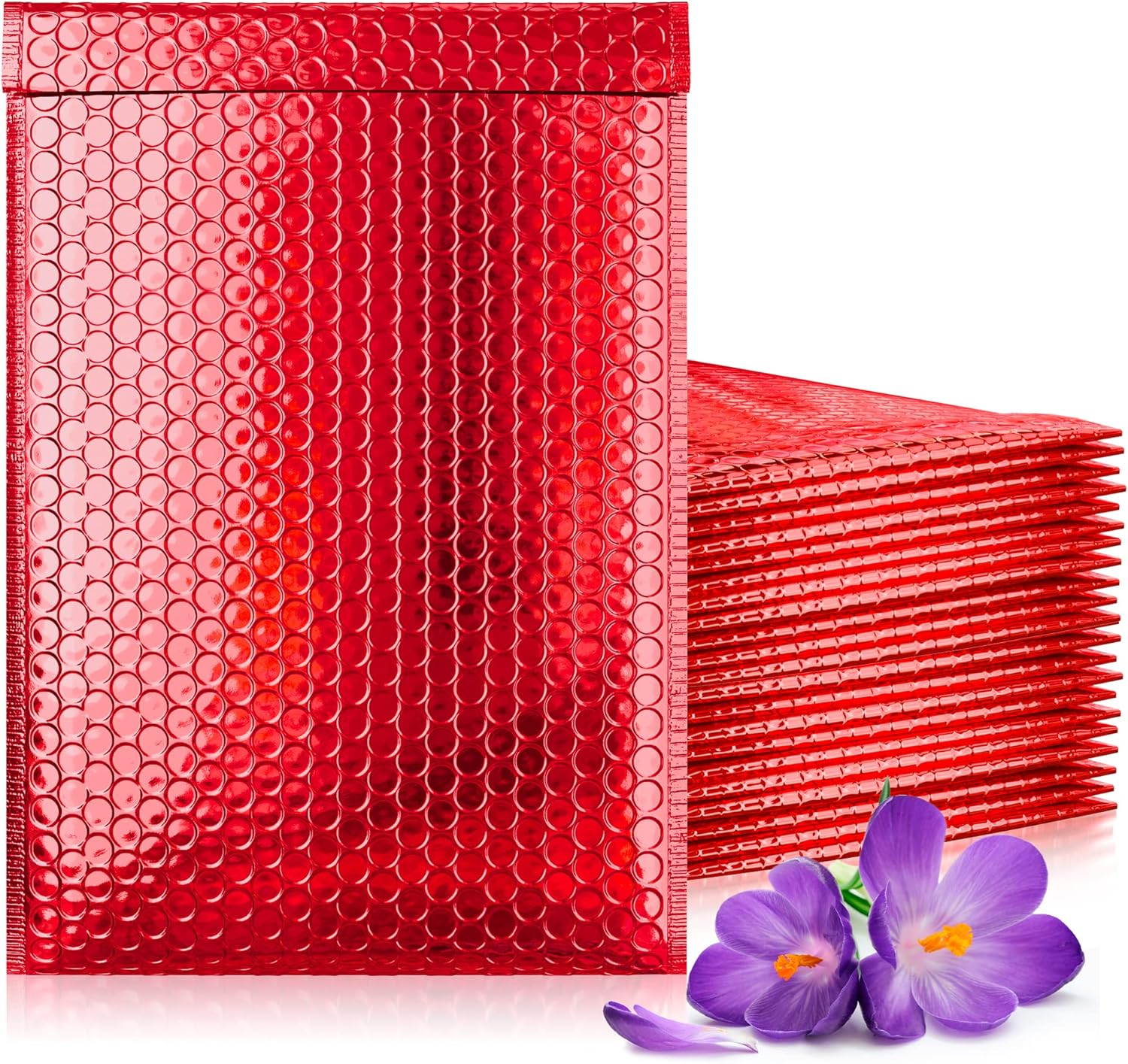 Amazon.com : PUREVACY Red Metallic Bubble Mailers, 6.5 x 10.5 Inch ...
