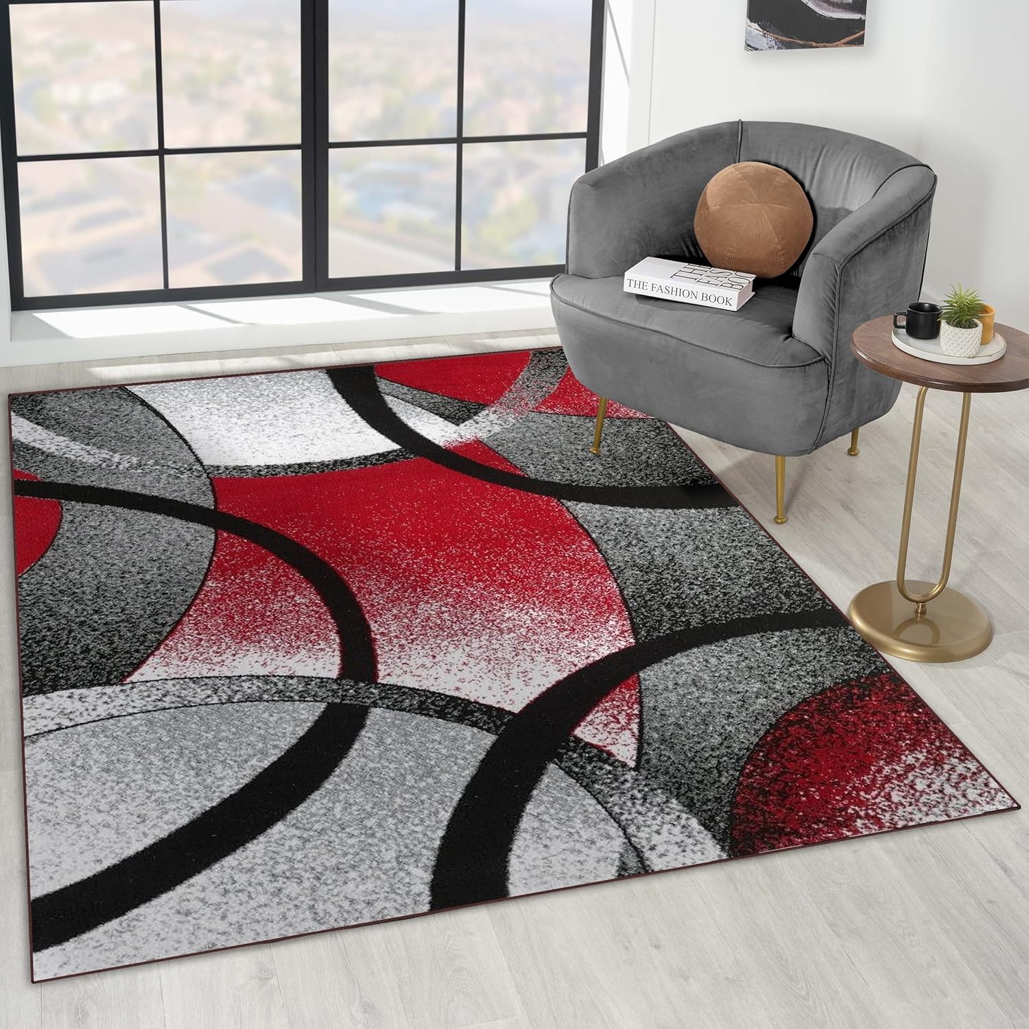 Amazon.com: LUXE WEAVERS Geometric Patterned Red 5x7 Area Rug : Home ...