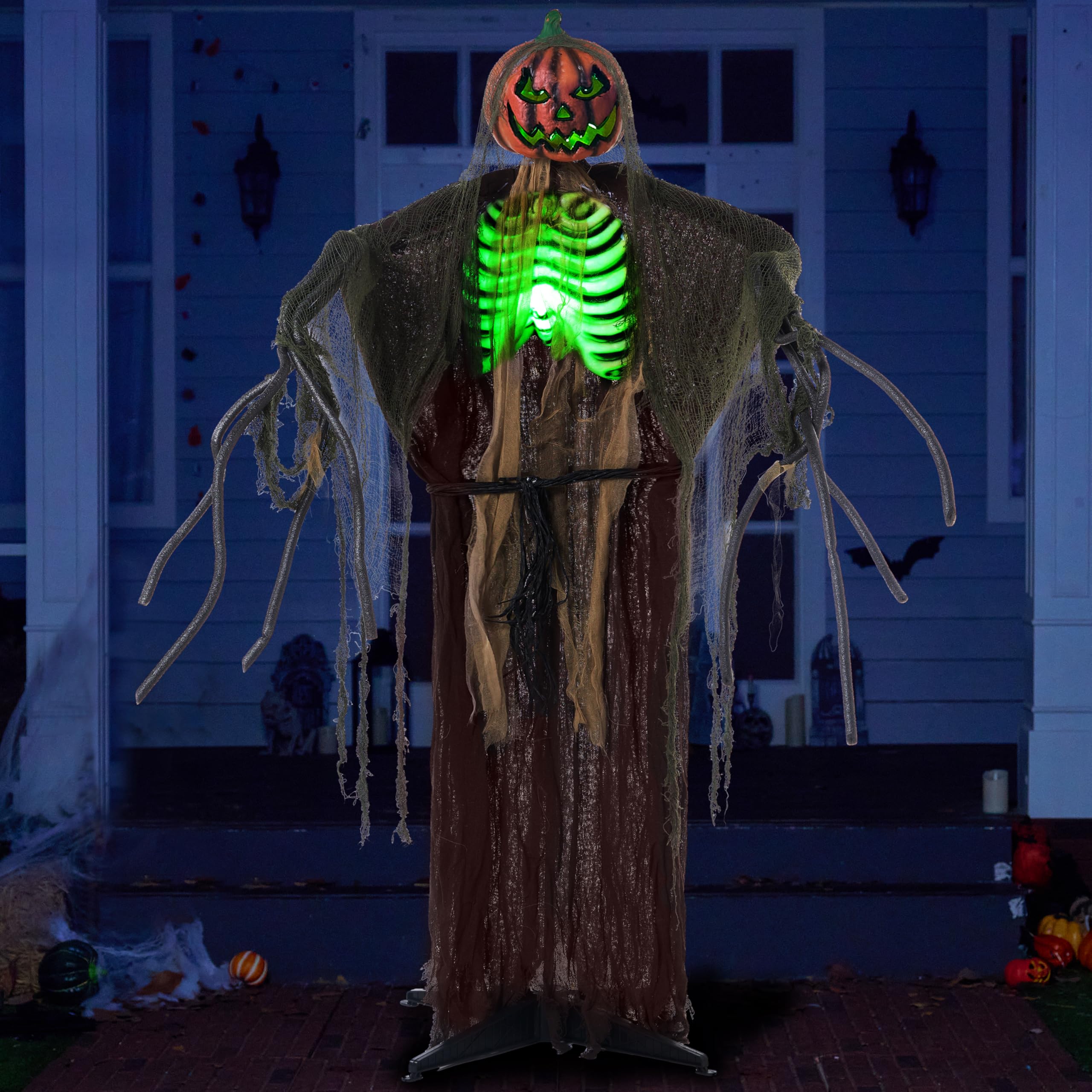 JOYIN 67" Halloween Animatronics Standing Pumpkin Ghost Life Size ...