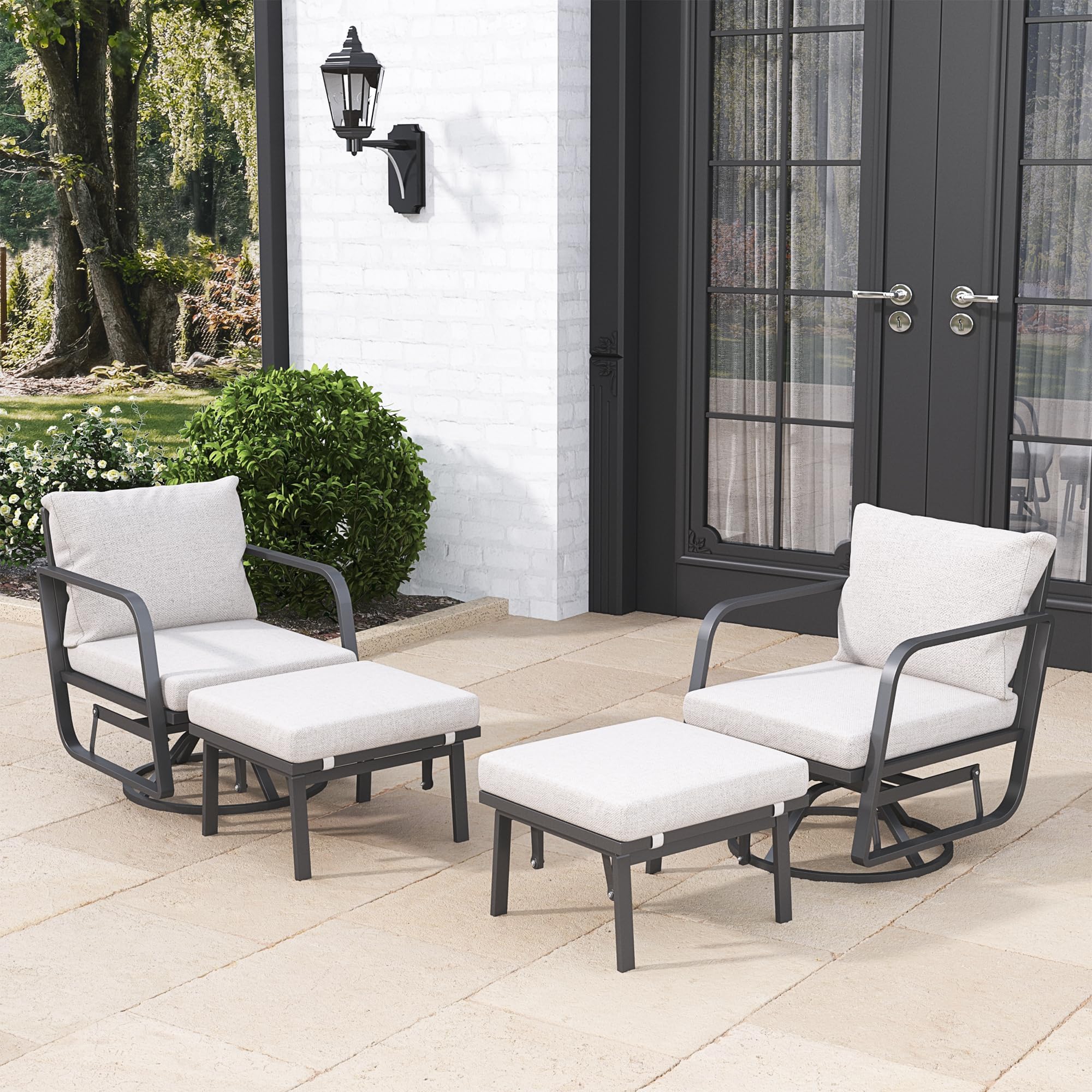Amazon.com: Patio Glider Swivel Rocker Sets: 4Sets Aluminum Alloy 360 ...