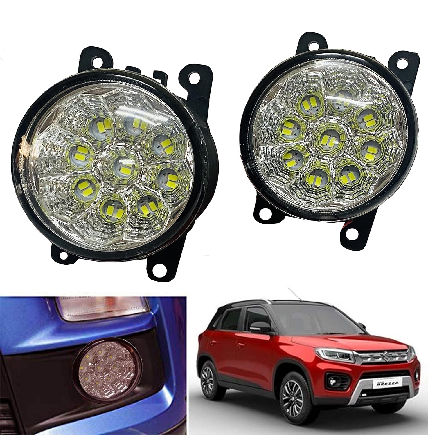 Autofasters LED Car Bumper Fog Lamp Light for Maruti Suzuki Brezza ...