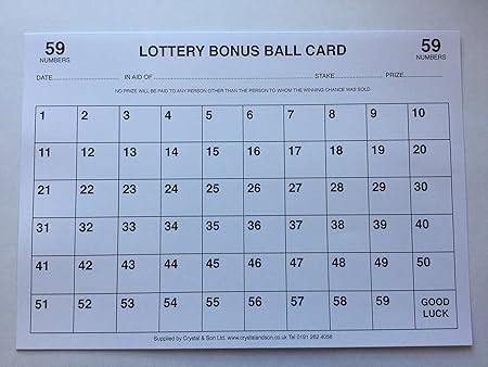 Crystals 1-59 Bonus Ball Card, Lottery Bonus Ball Fundraising Cards, A4 ...