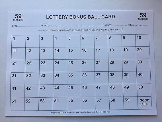 Crystals 1-59 Bonus Ball Card, Lottery Bonus Ball Fundraising Cards, A4 ...